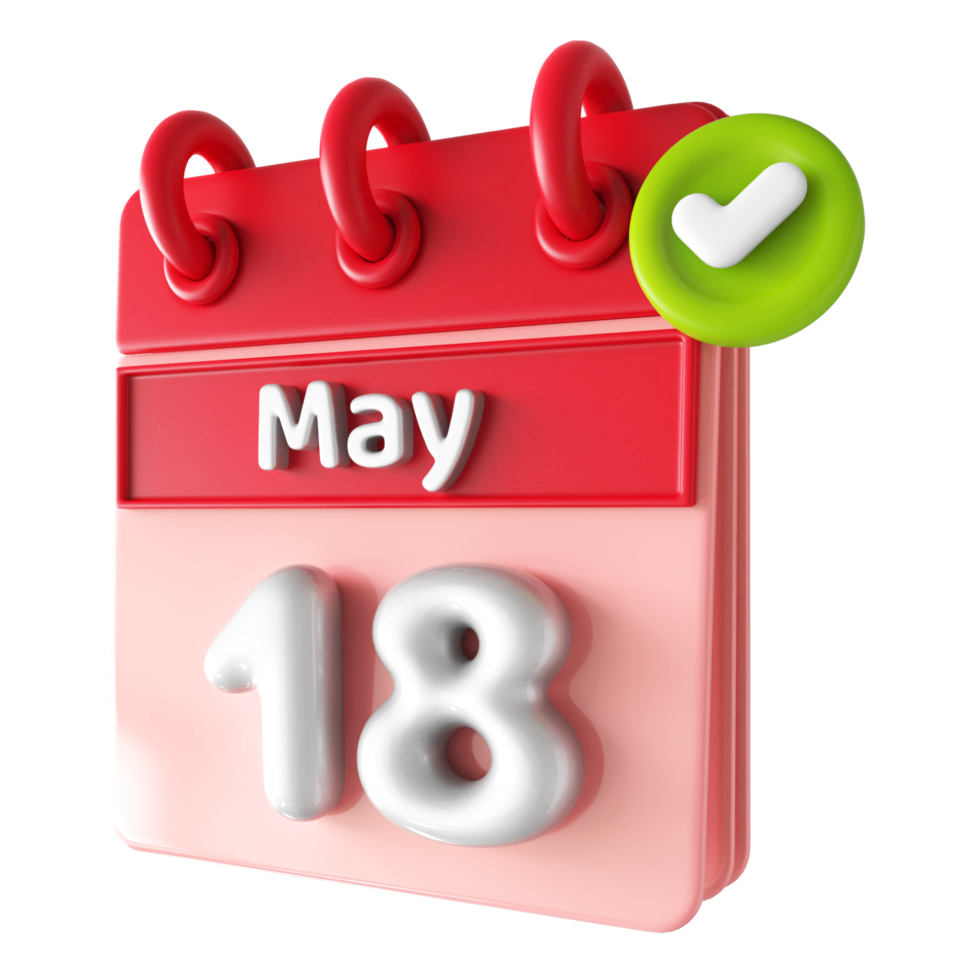 May 18th Calendar 3d With Check Mark Icon 34339668 Png