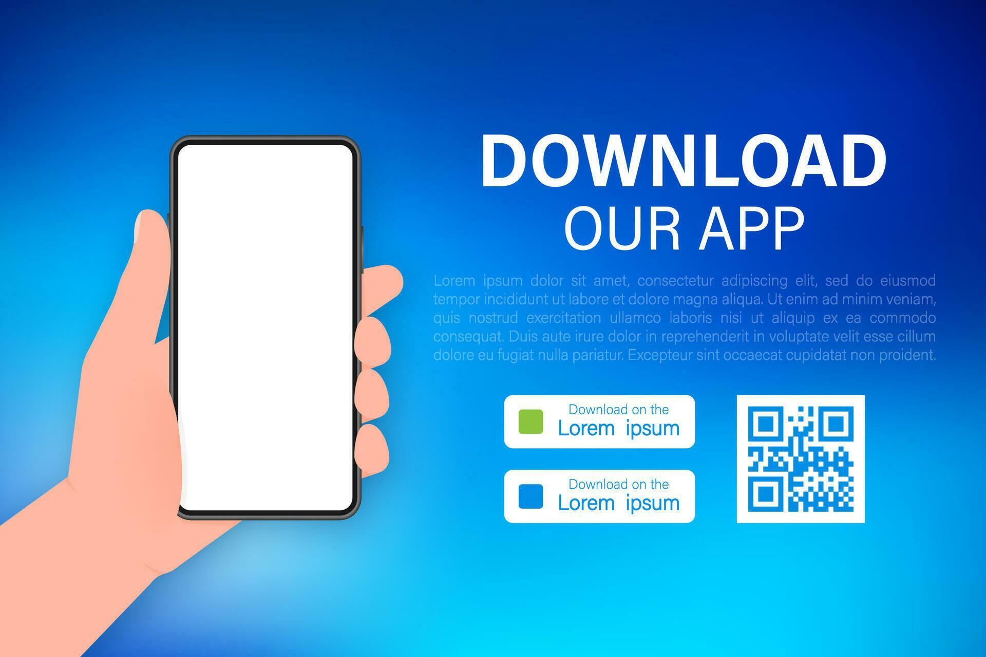 Download pages. Mobile app application. Business concept. Hand touch screen smartphone icon ...