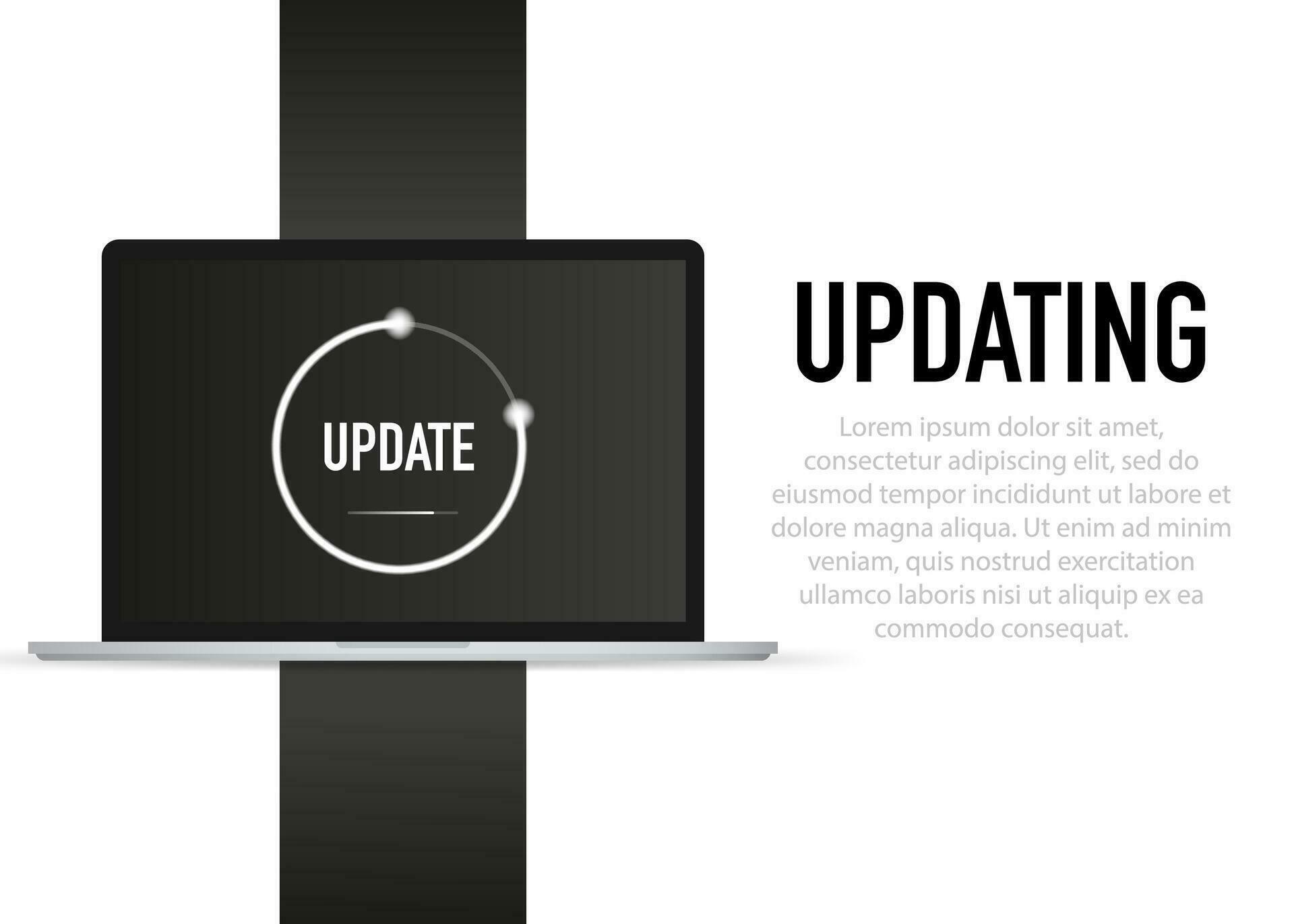 Data update or synchronize with bar process. Update on laptop. 34346310 Vector Art at Vecteezy