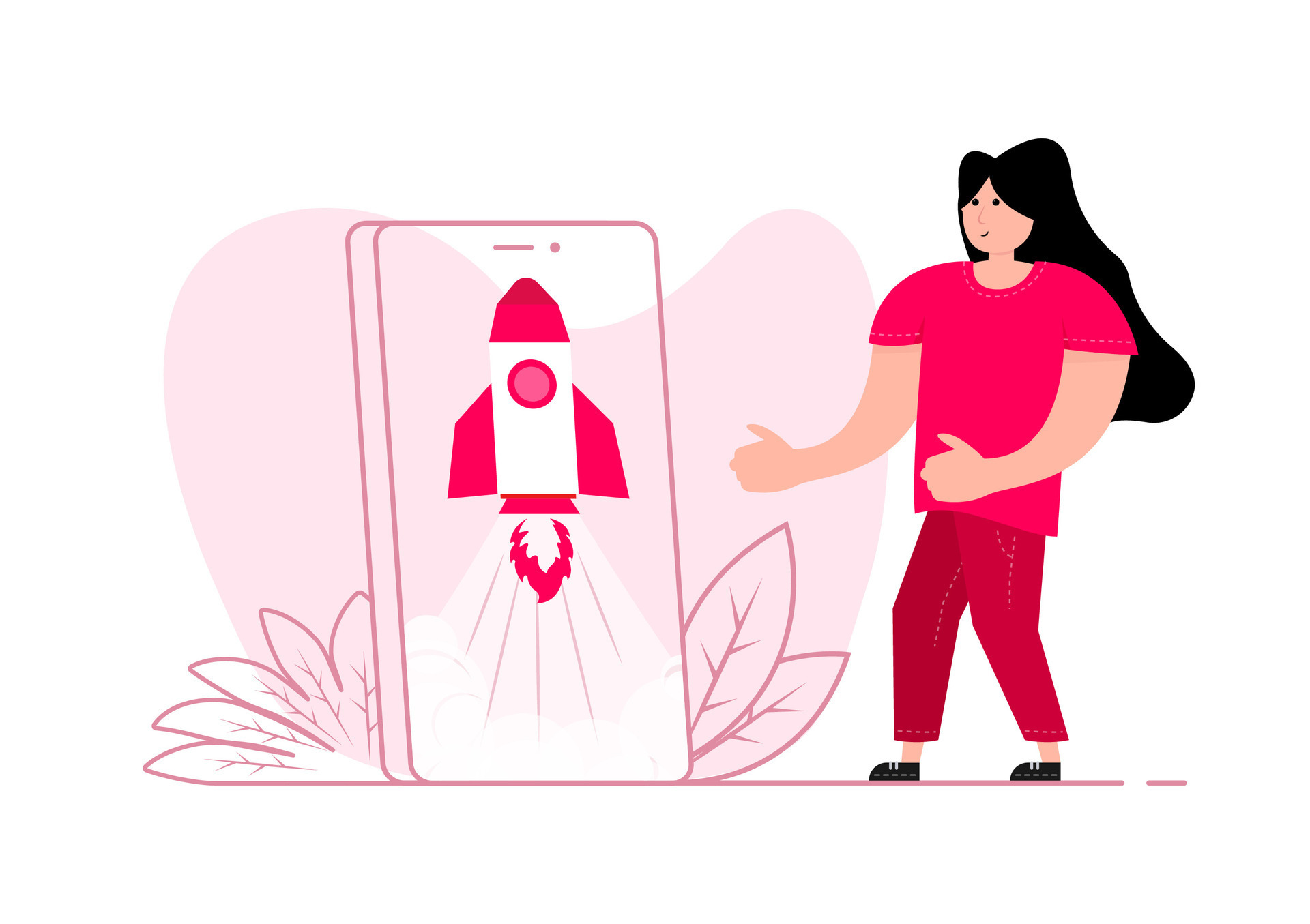 Rocket launch. Spaceship launch. Start up. Super developer. 34346695 ...