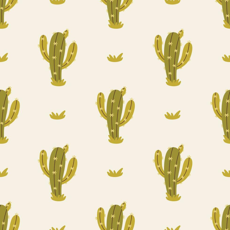 Cactus Boho Seamless Pattern. Cacti repeat background print. Wild West motifs endless texture ...