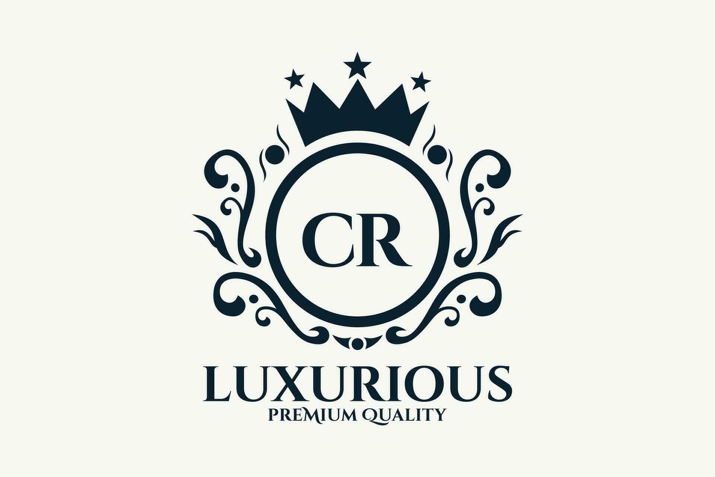 Initial Letter CR Royal Luxury Logo template in vector art for luxurious branding vector ...