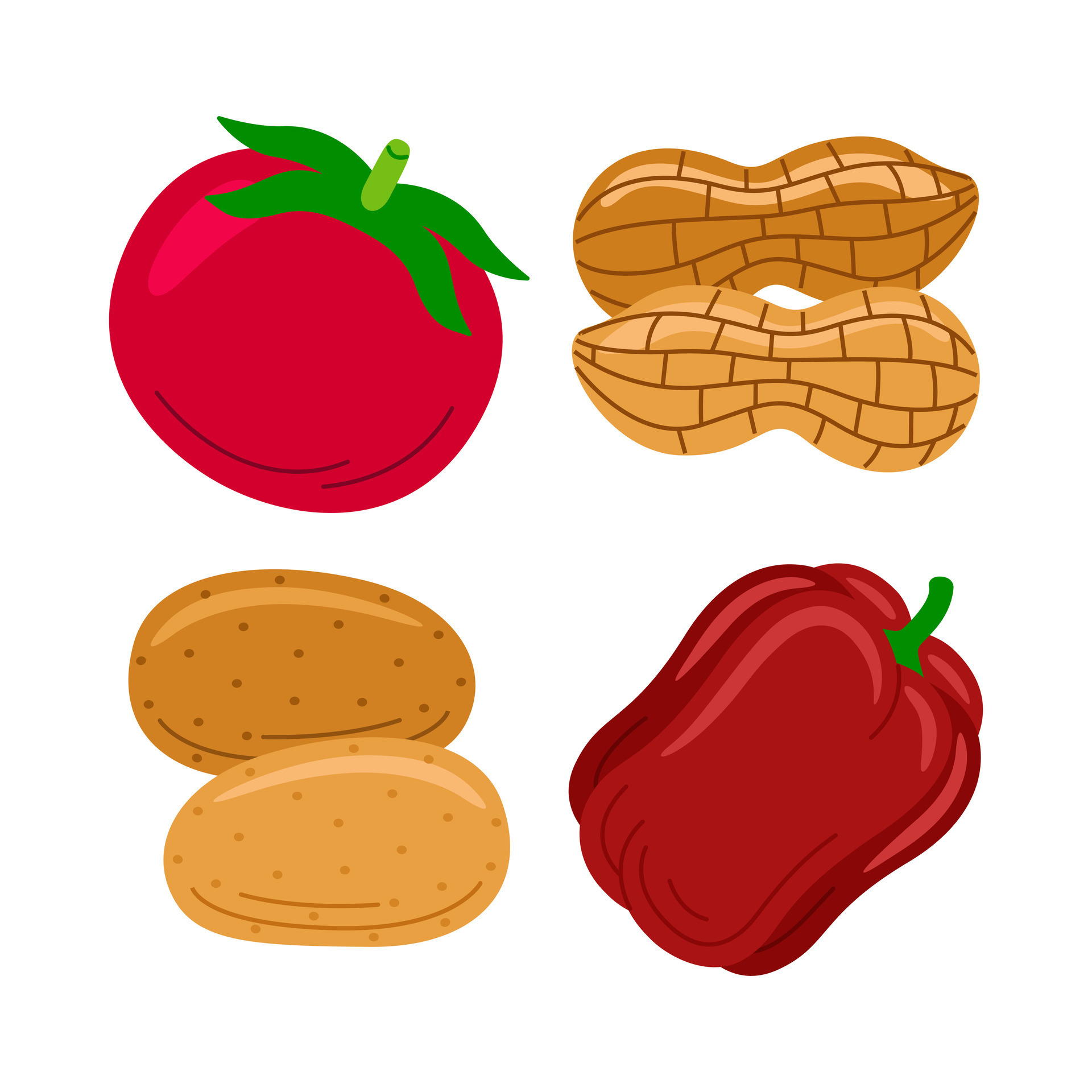 vegetable objects vector illustrations set 34367323 Vector Art at Vecteezy