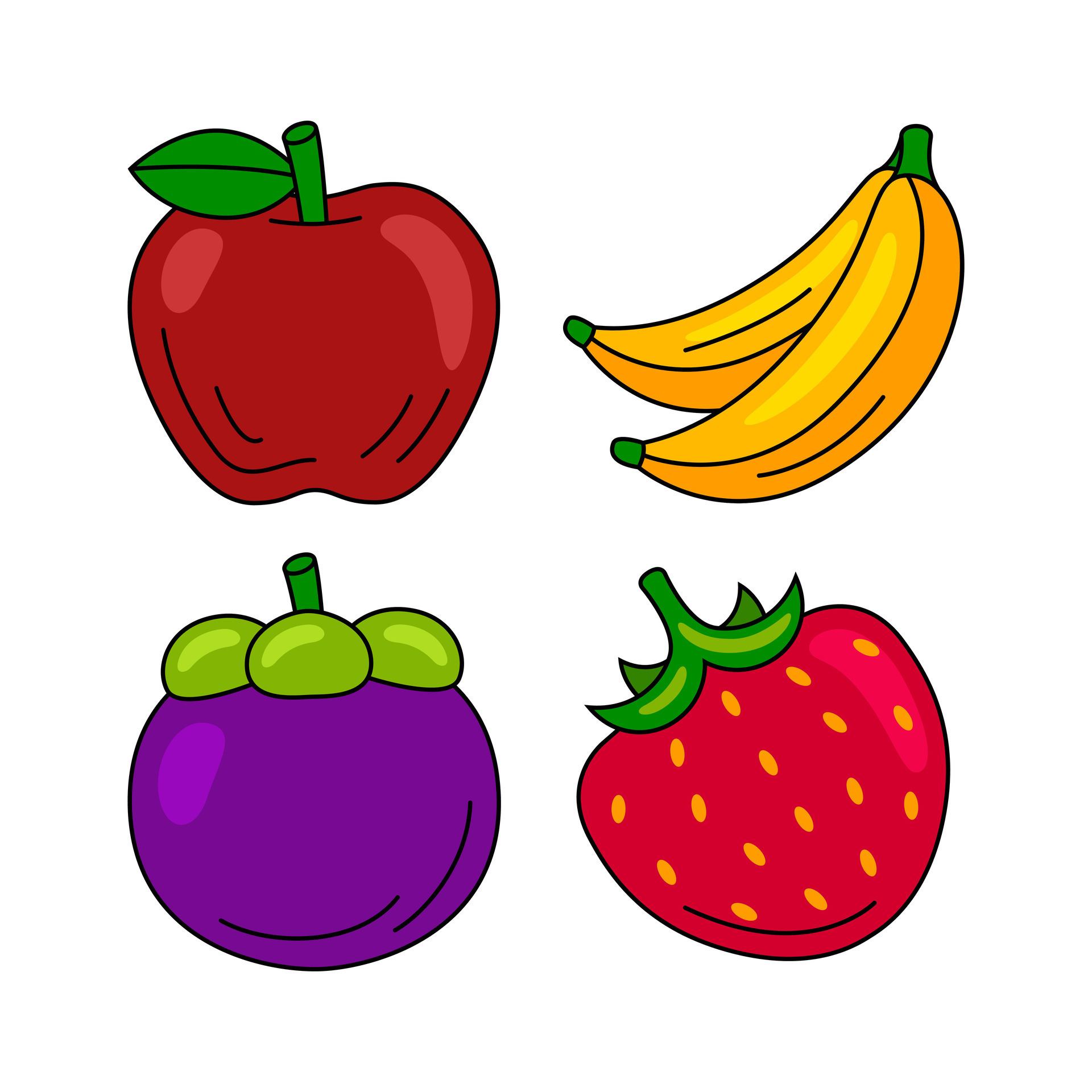 fruit objects vector illustrations set 34367390 Vector Art at Vecteezy