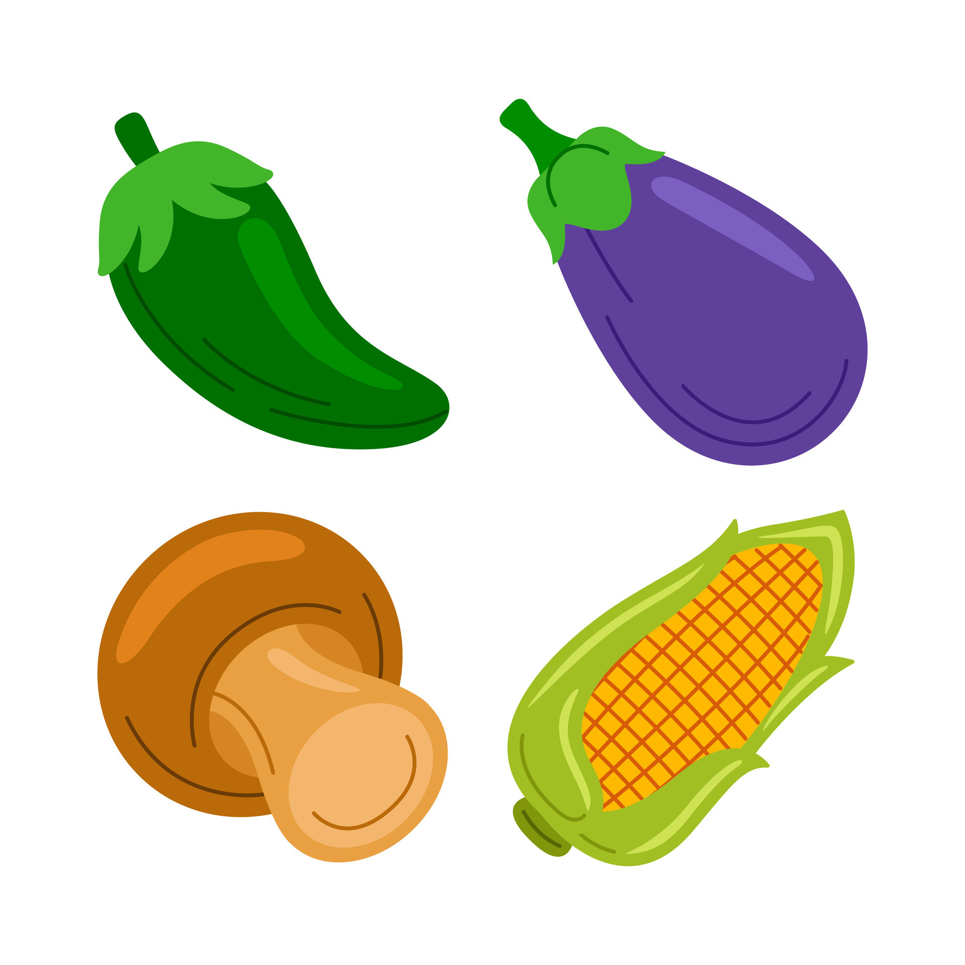 vegetable objects vector illustrations set 34367417 Vector Art at Vecteezy