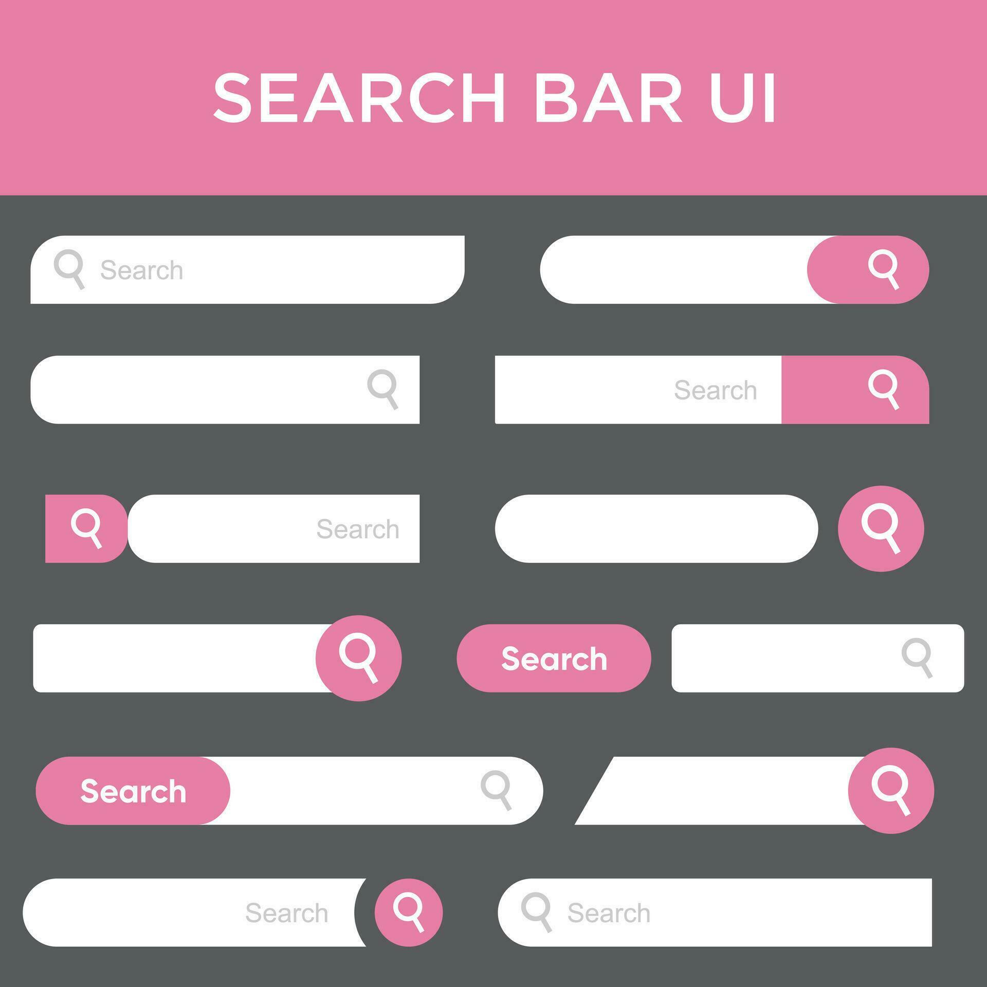 Search bar website ui elements vector with input text boxes with cursor web browser search ...