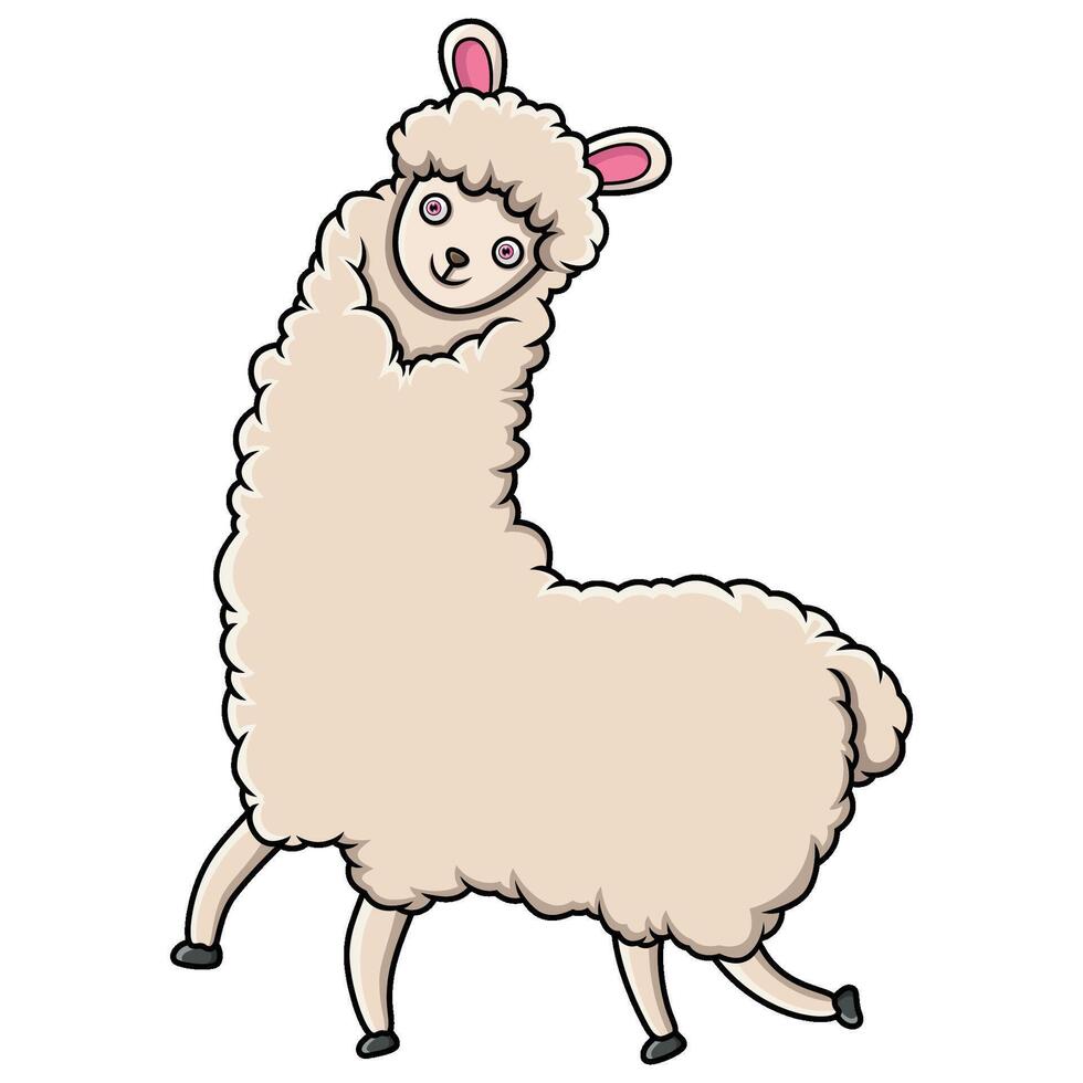 Cartoon funny llama on white background 34369336 Vector Art at Vecteezy