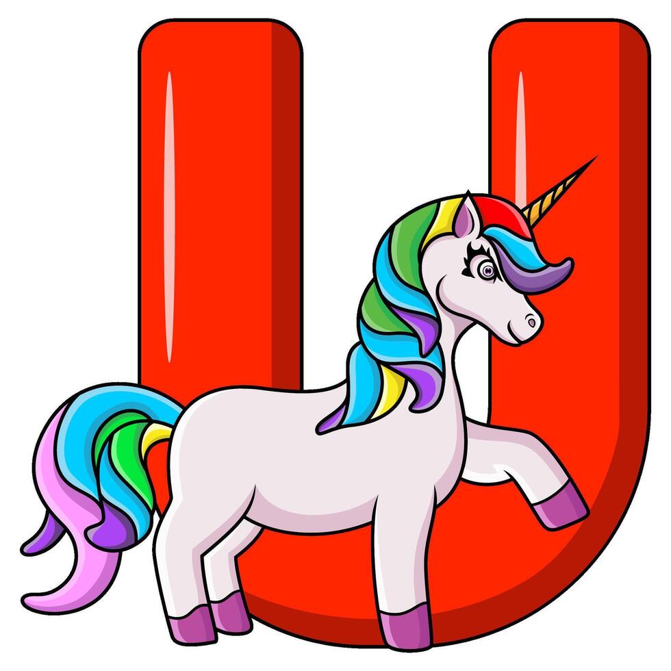 Illustration of U letter for Unicorn 34369344 Vector Art at Vecteezy