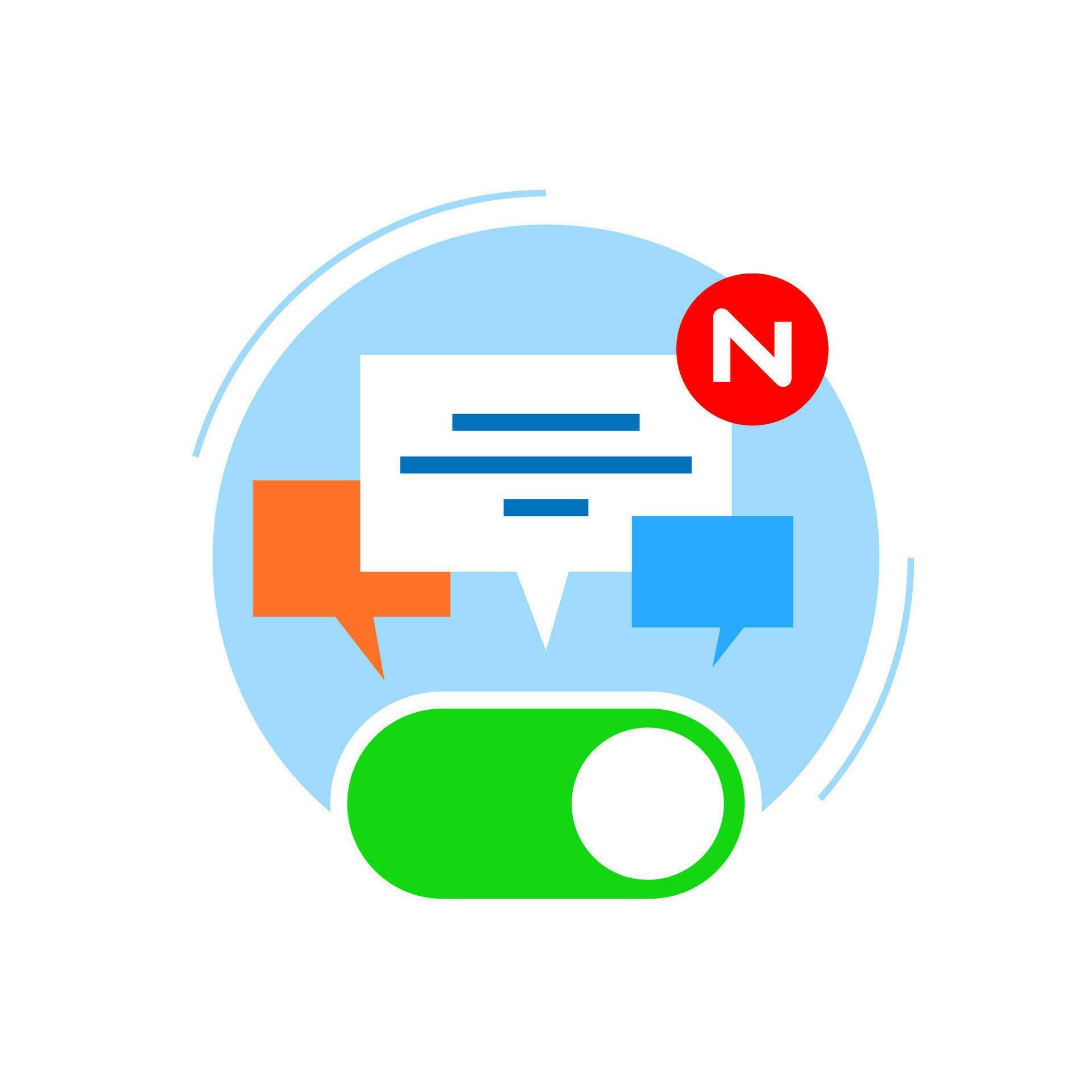 Turn on, allow message notification concept illustration flat design vector eps10. simple ...