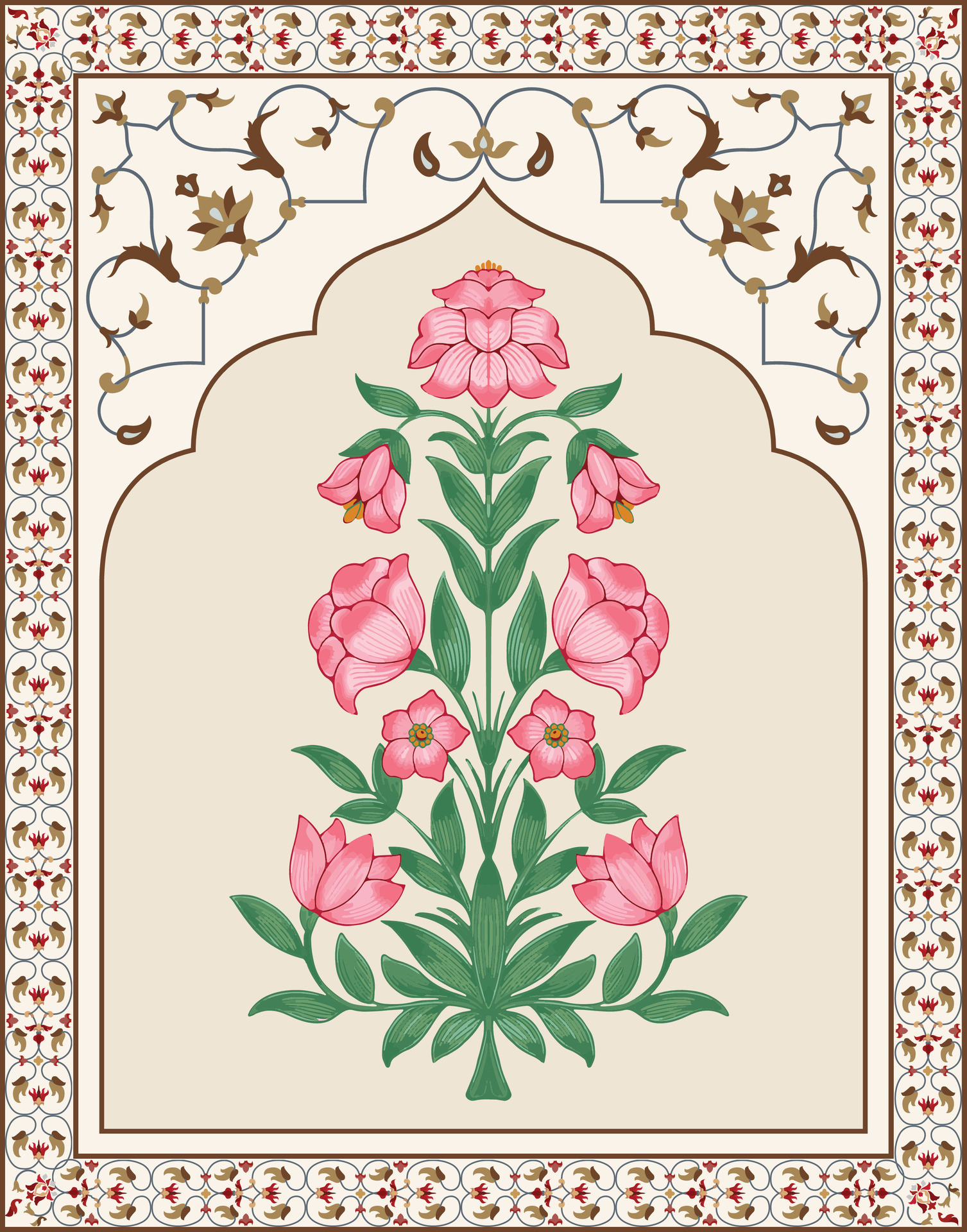 Mughal flower motif. Botanical floral ethnic motif, and Indian mughal ... Mughal flower motif. Botanical floral ethnic motif, and Indian mughal ...