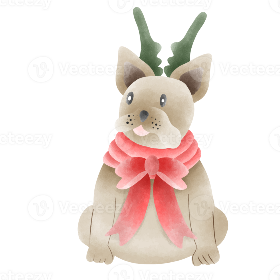 acuarela estilo francés buldog vistiendo Navidad sombrero - festivo ... acuarela estilo francés buldog vistiendo Navidad sombrero - festivo ...