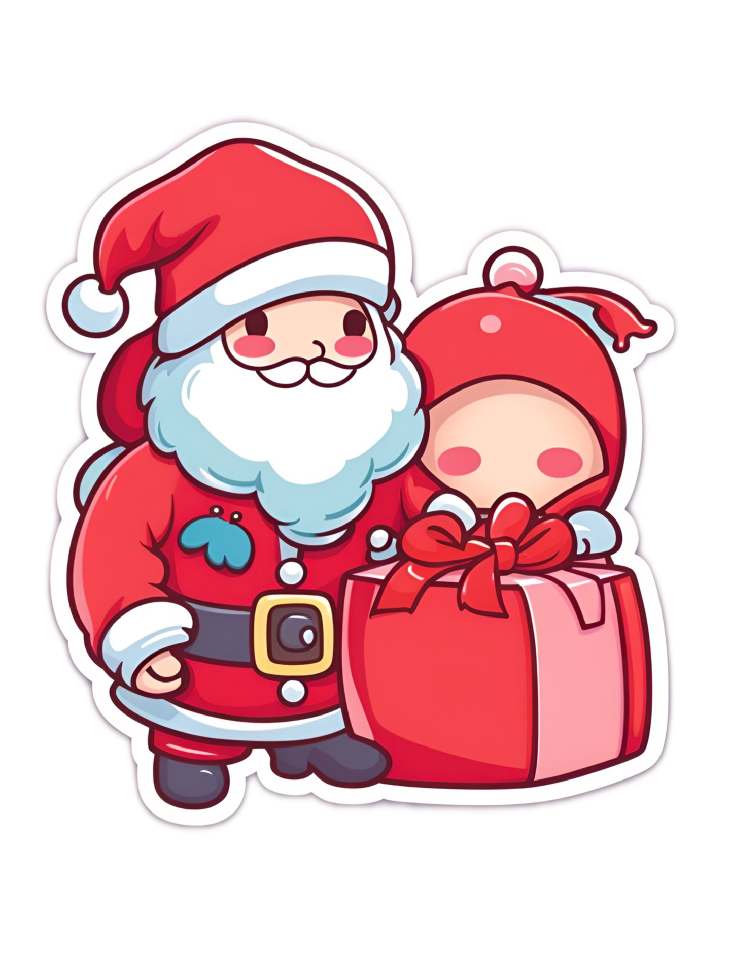 Sticker Of Cute Cartoon Santa Claus Coming In Christmas Day With Gifts sticker-of-cute-cartoon-santa-claus-coming-in-christmas-day-with-gifts