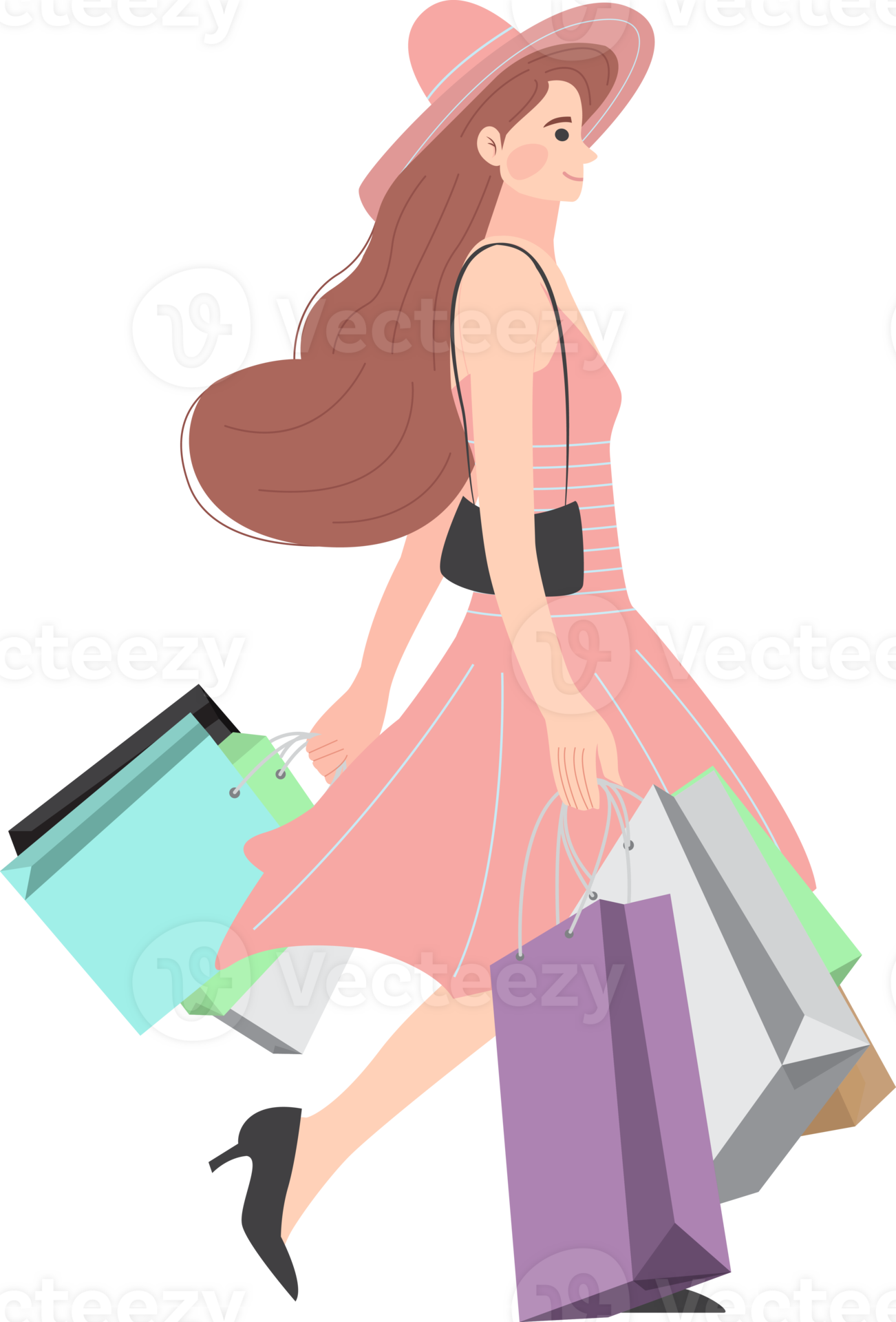 Shopping Woman Holding Shopping Bags 34378258 Png