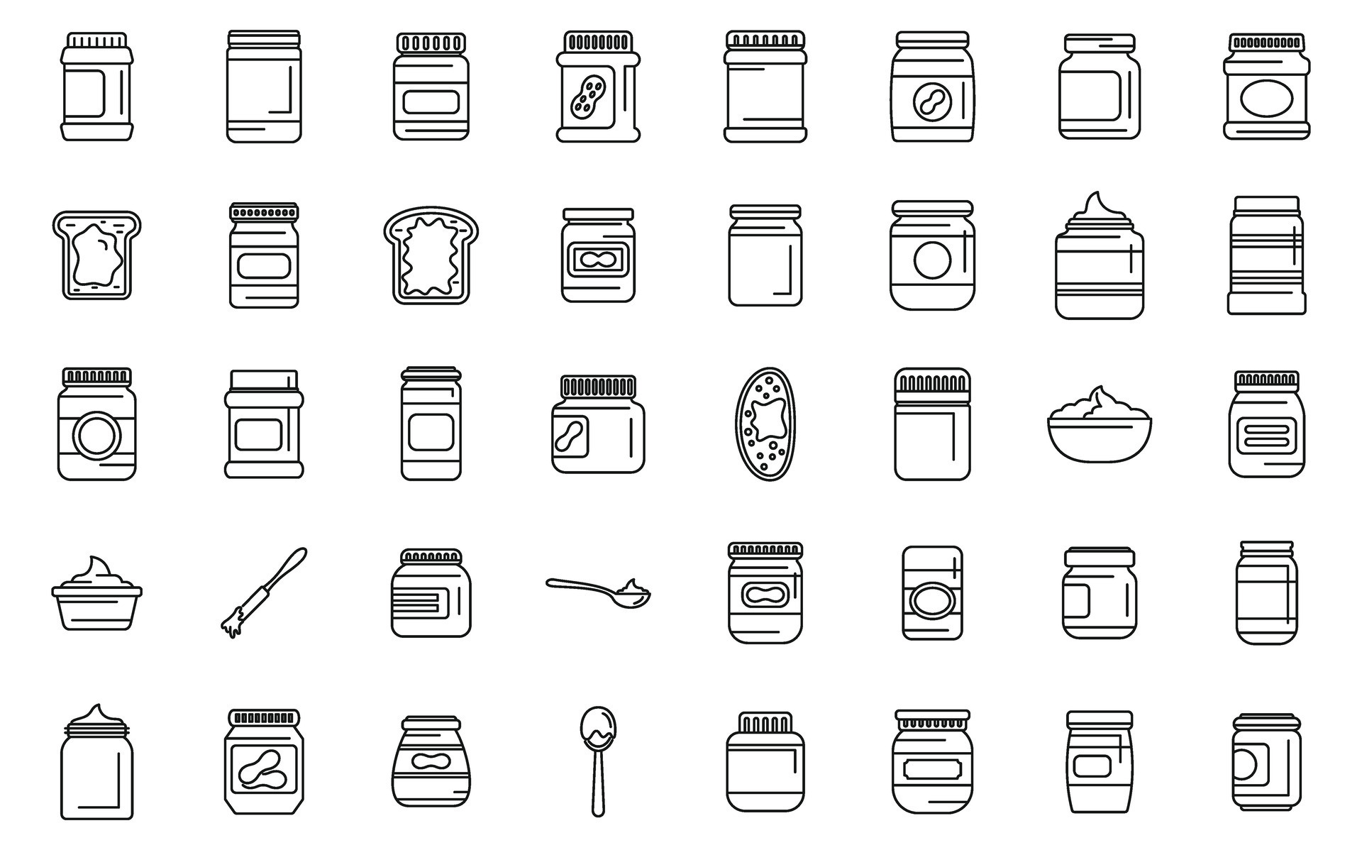 Peanut butter icons set outline vector. Nut jar plant 34381267 Vector ... Peanut butter icons set outline vector. Nut jar plant 34381267 Vector ...