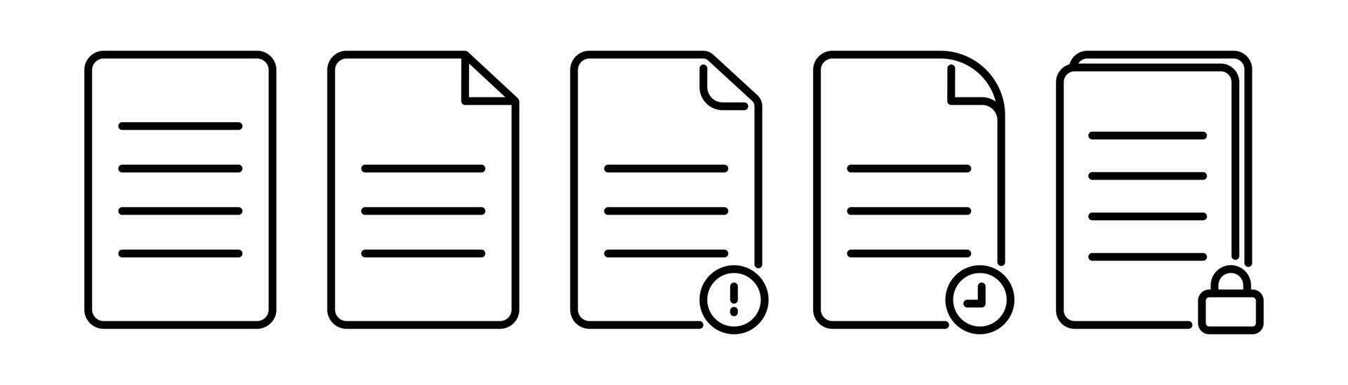 File icon set. Outline document symbol. Clipboard in line. Outline file ...