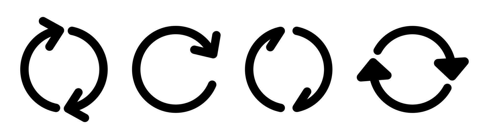 Rotation arrow set. Reload arrow symbol. Repeat symbol in black. Refresh arrow icon. Rotation ...