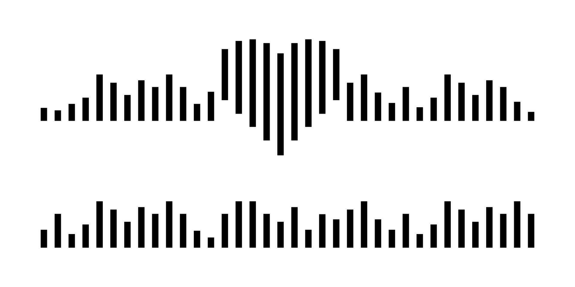 Sound wave icon. Audio wave equalizer. Voice message wave. Heart shape pulse. Sound wave symbol ...
