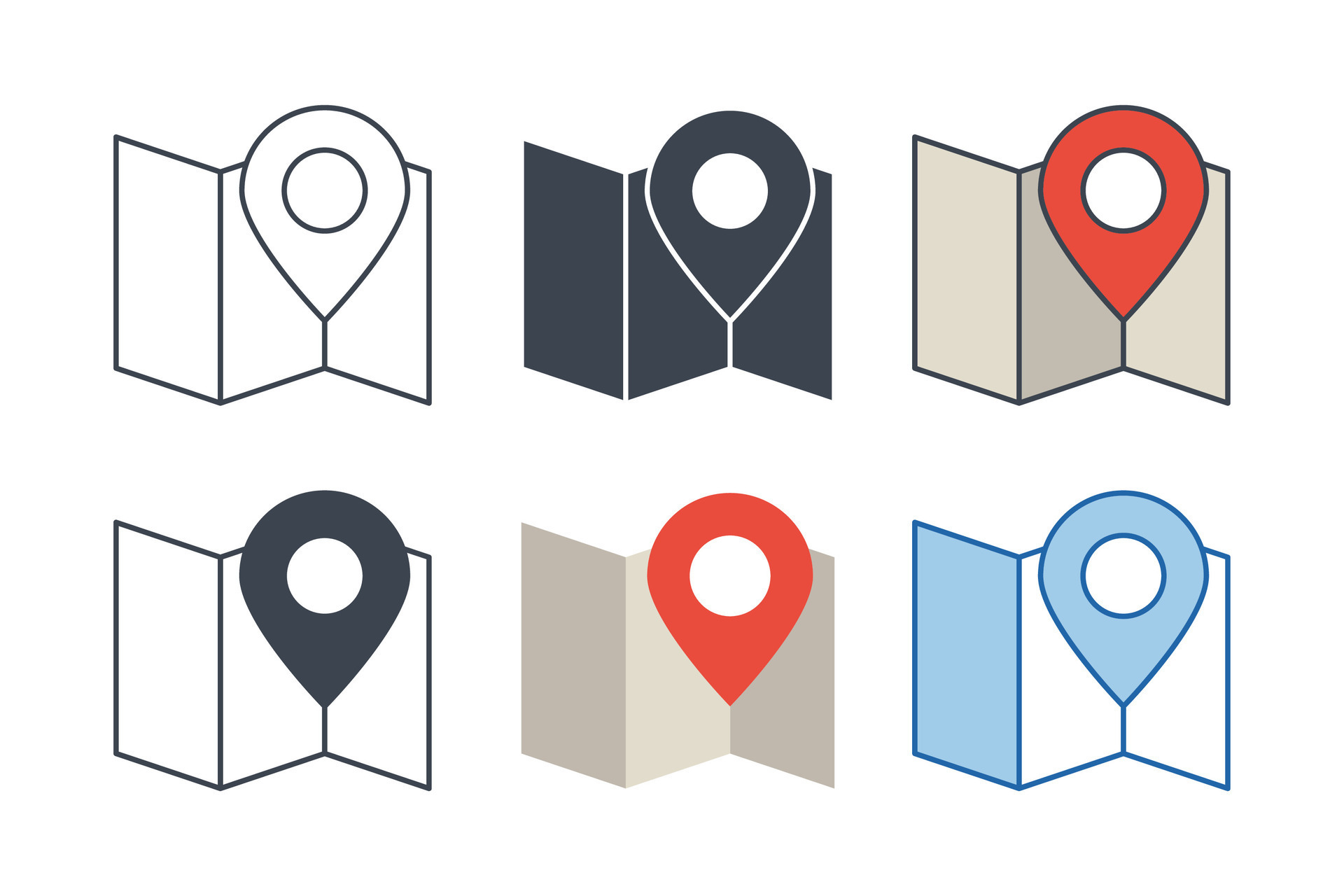 Map icon collection with different styles. Map icon symbol vector ...