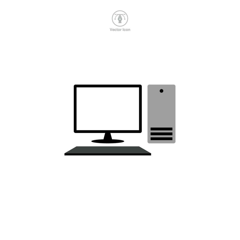 Desktop Computer icon symbol vector illustration isolated on white ...