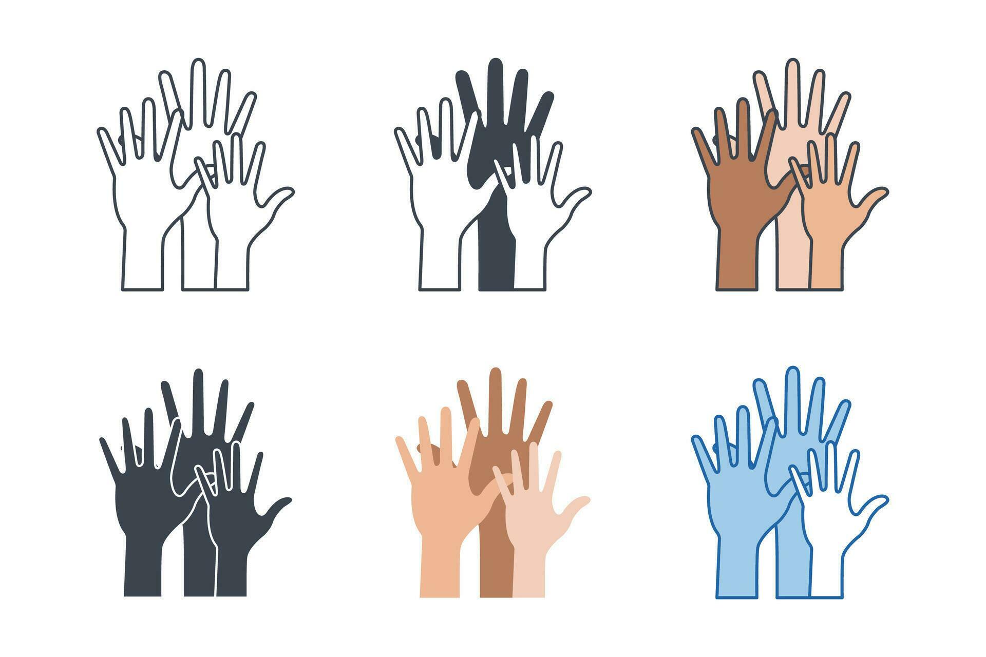 Hands Raised icon collection with different styles. Voting hands icon ...