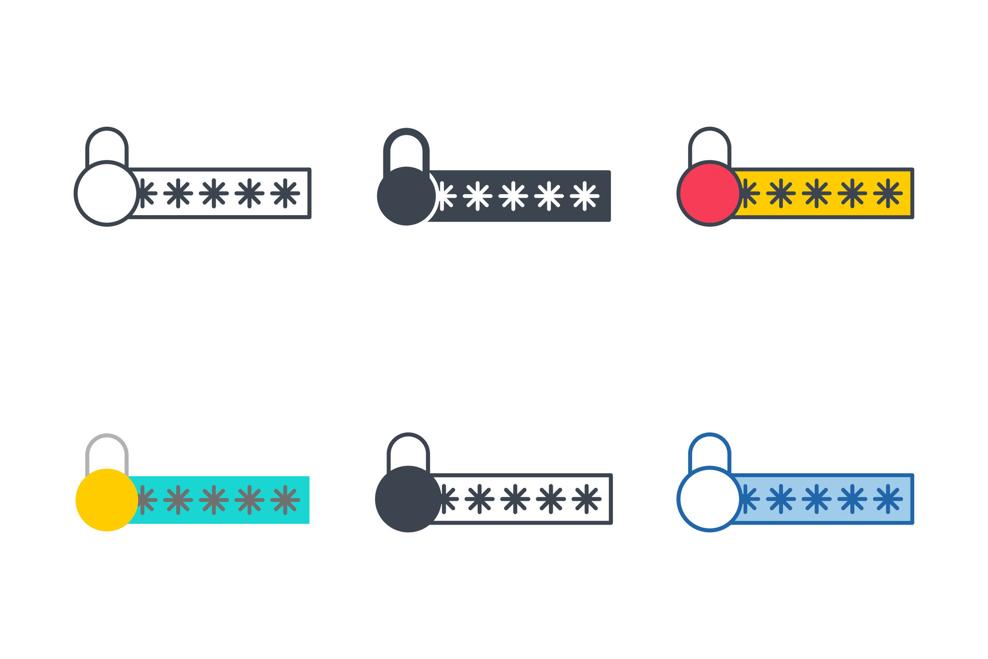 Password Icon Collection With Different Styles Security Password Icon Symbol Vector