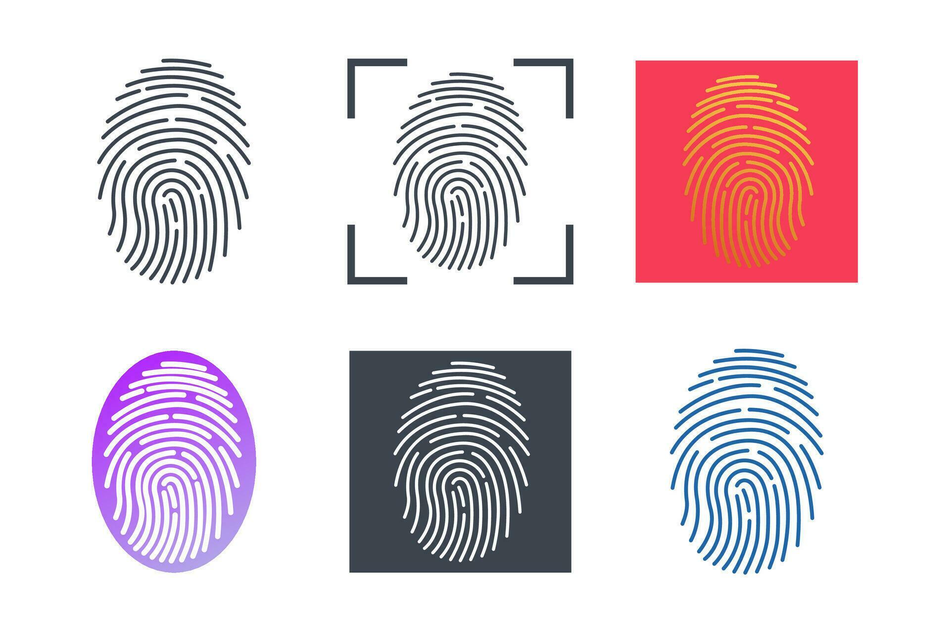 Fingerprint icon collection with different styles. Fingerprint scanning icon symbol vector ...