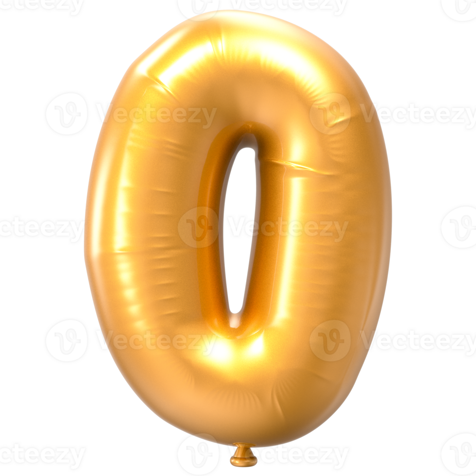0 Balloon Number Gold 3d Rendering 34383609 Png