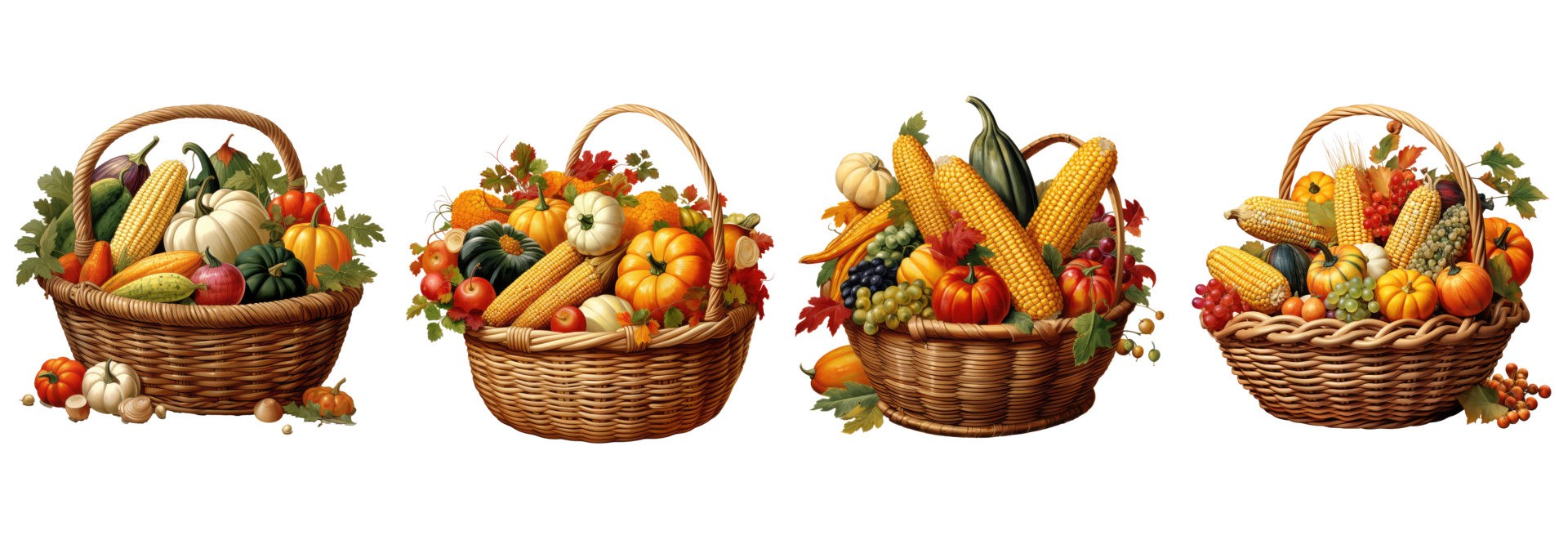 vintage autumn fruit basket . AI Generated 34384052 PNG