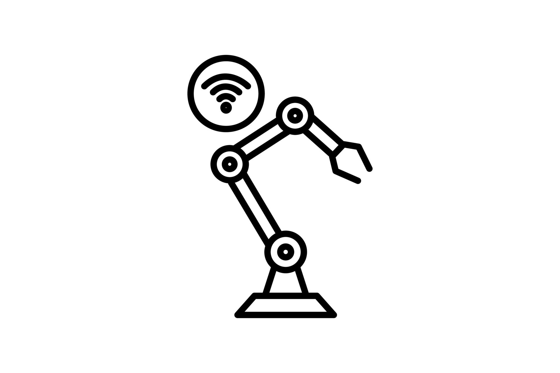 intelligent robotics icon. robot arm with wifi. icon related to ...