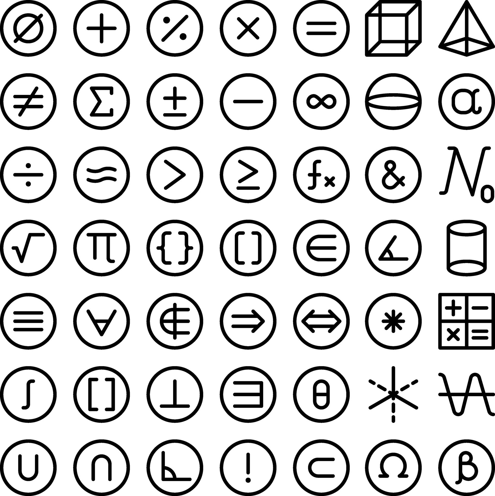 Vector of Math Symbol Icon Set. Perfect for user interface, new ...