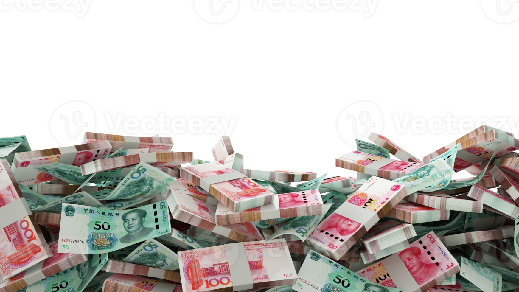 3d Rendering Of A Lot Of Stacks Of Chinese Yuan Notes Spread At The On Bottom Of Screen 3d