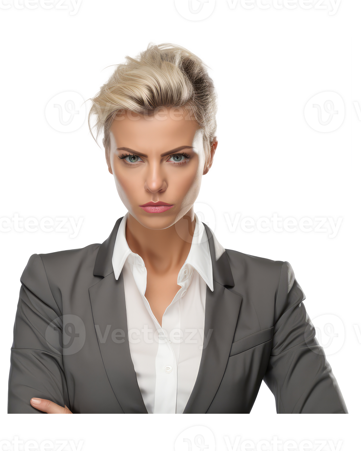 angry lady in business suit . AI Generated 34415062 PNG