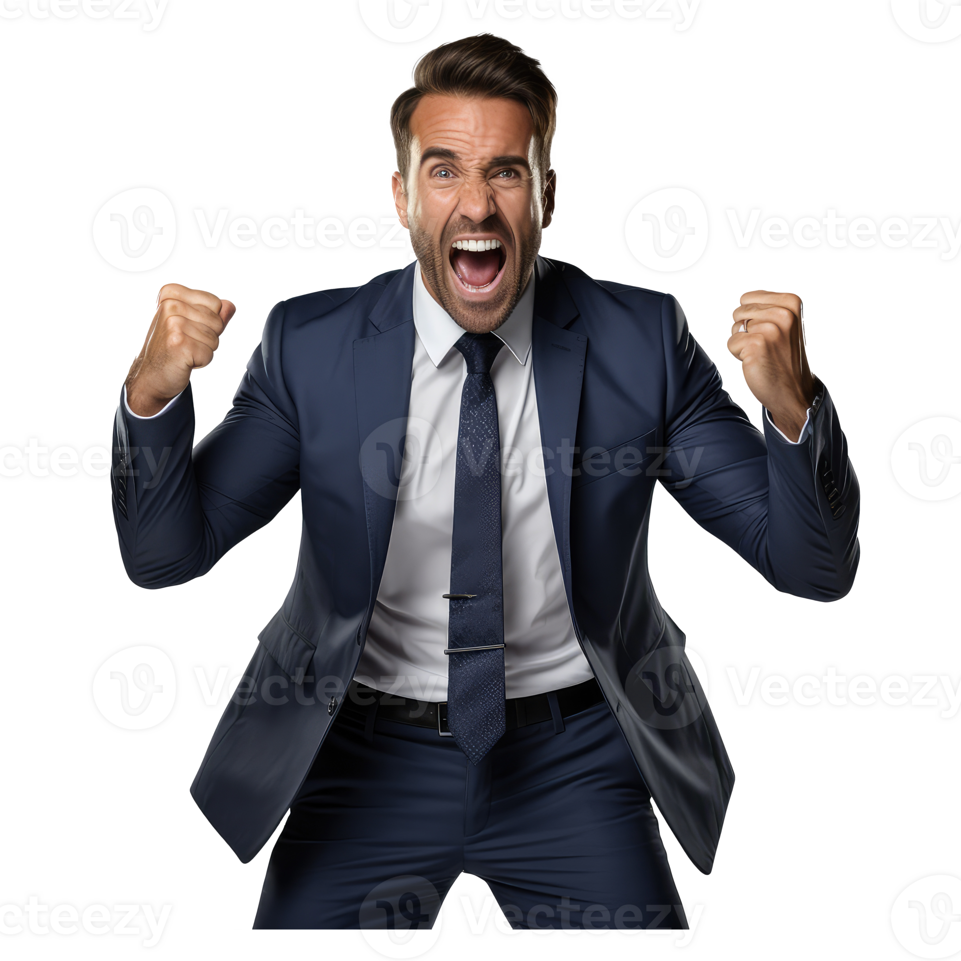 man celebrating with arms raised suit business man . AI Generated ...