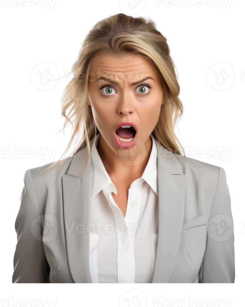 angry lady in business suit . AI Generated 34415073 PNG