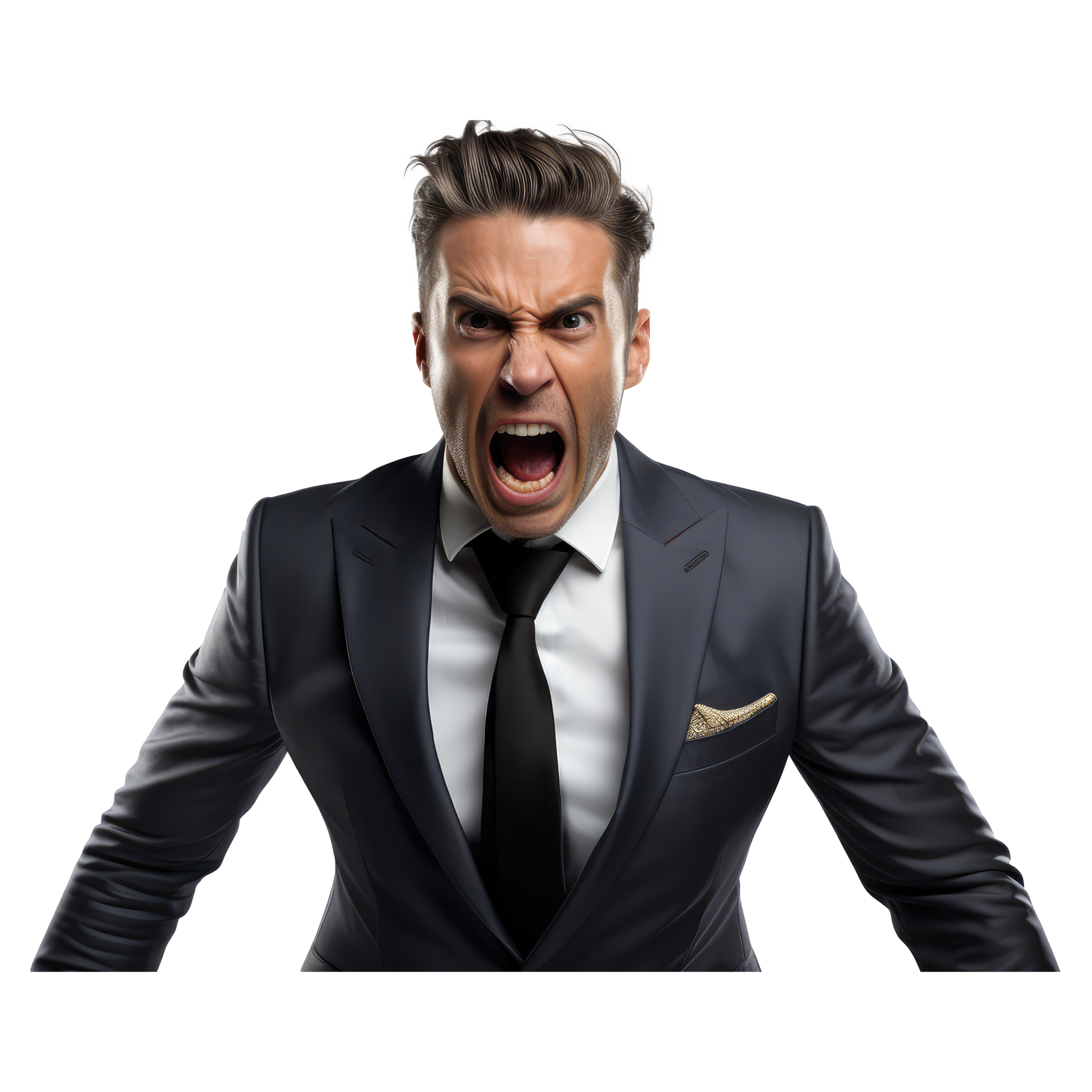 man in a suit crying angry screaming . AI Generated 34415076 PNG
