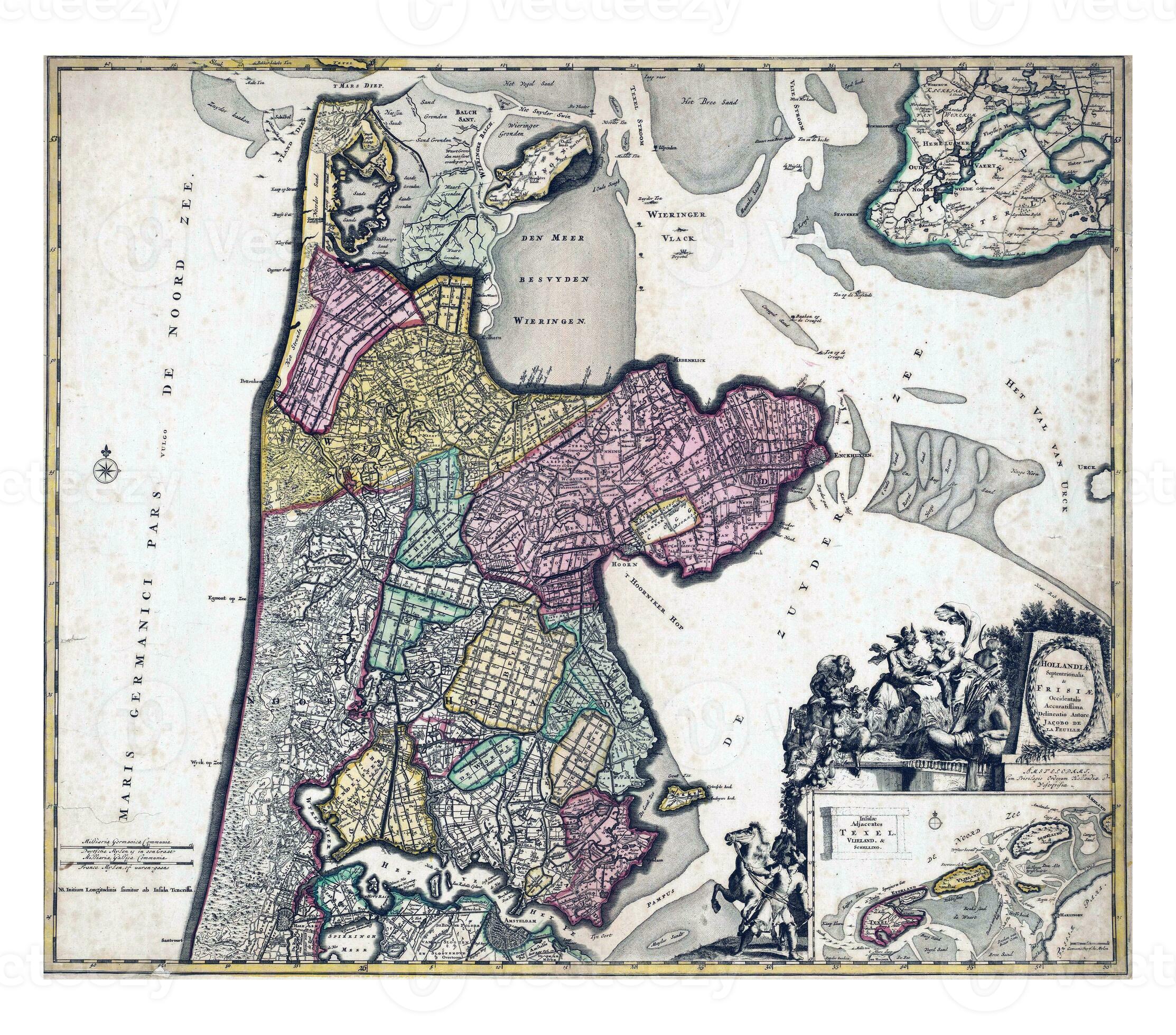 Map of North Holland and part of Friesland, anonymous, 1693 - before 1719 34452717 Stock Photo ...