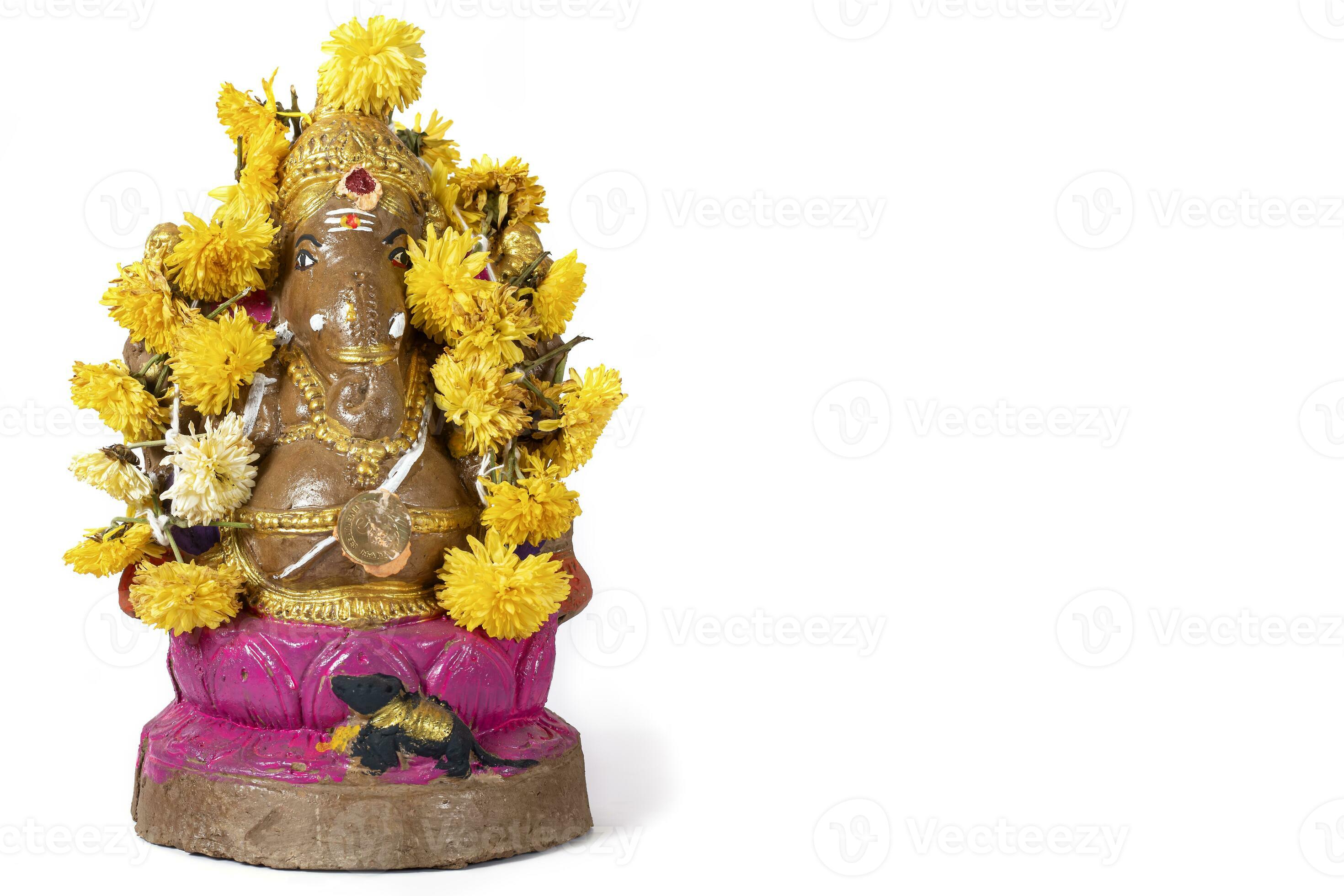 Hindu festival Ganesh Chaturthi Beautiful clay Ganesh statue with ...