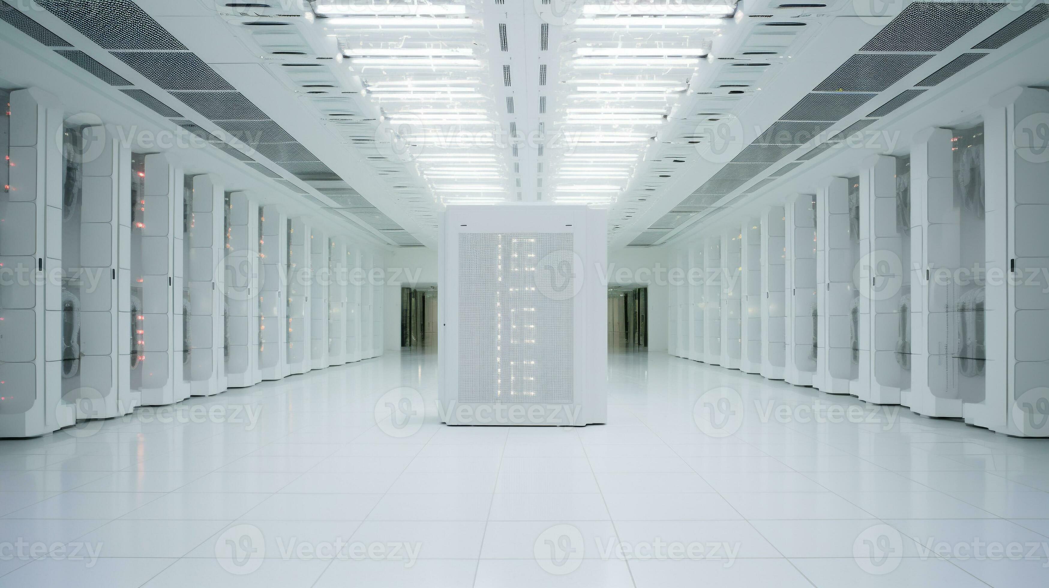 database server room. super computer stores big data digital information. Hi tech technology ...