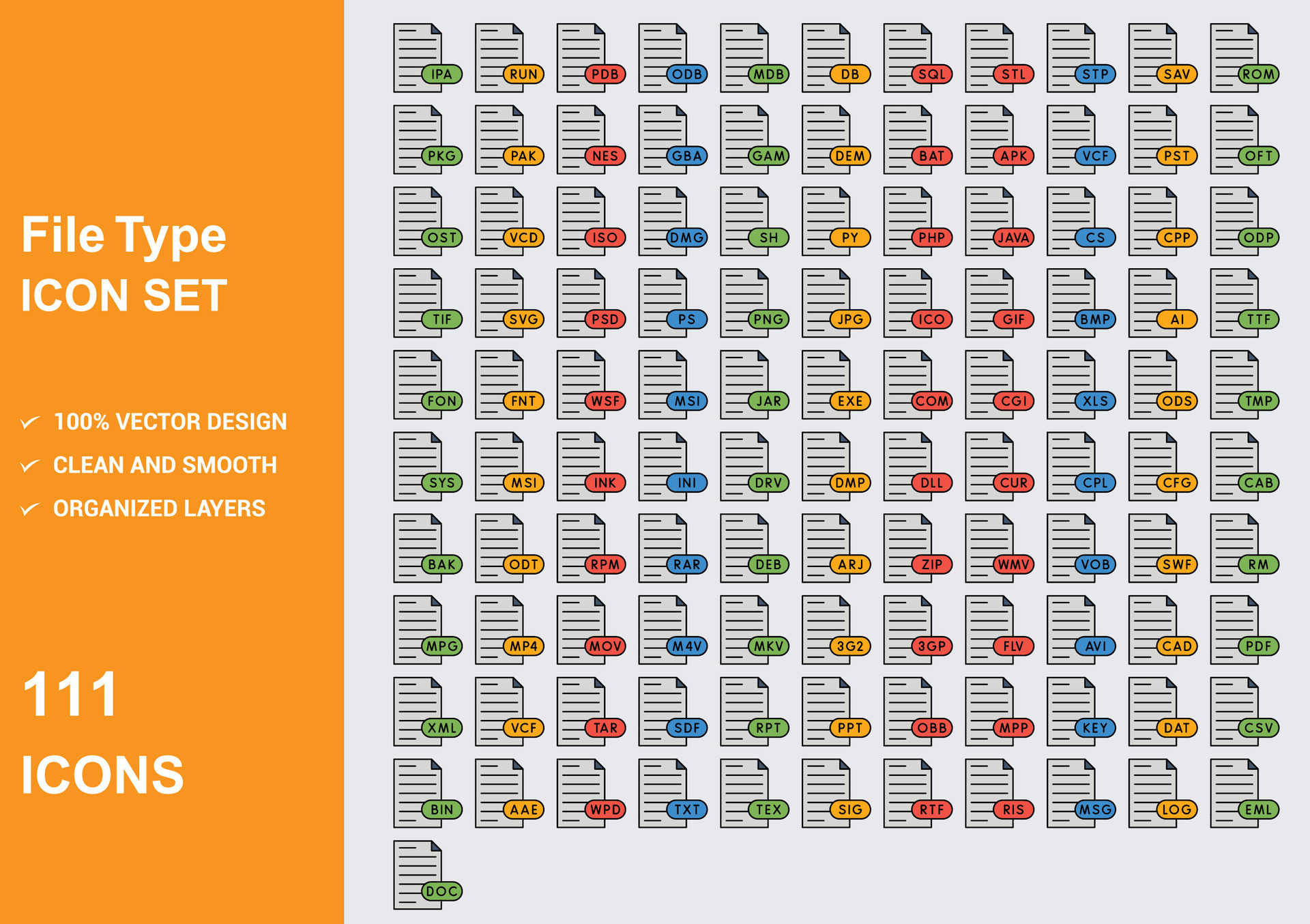 File type icon set 34458370 Vector Art at Vecteezy