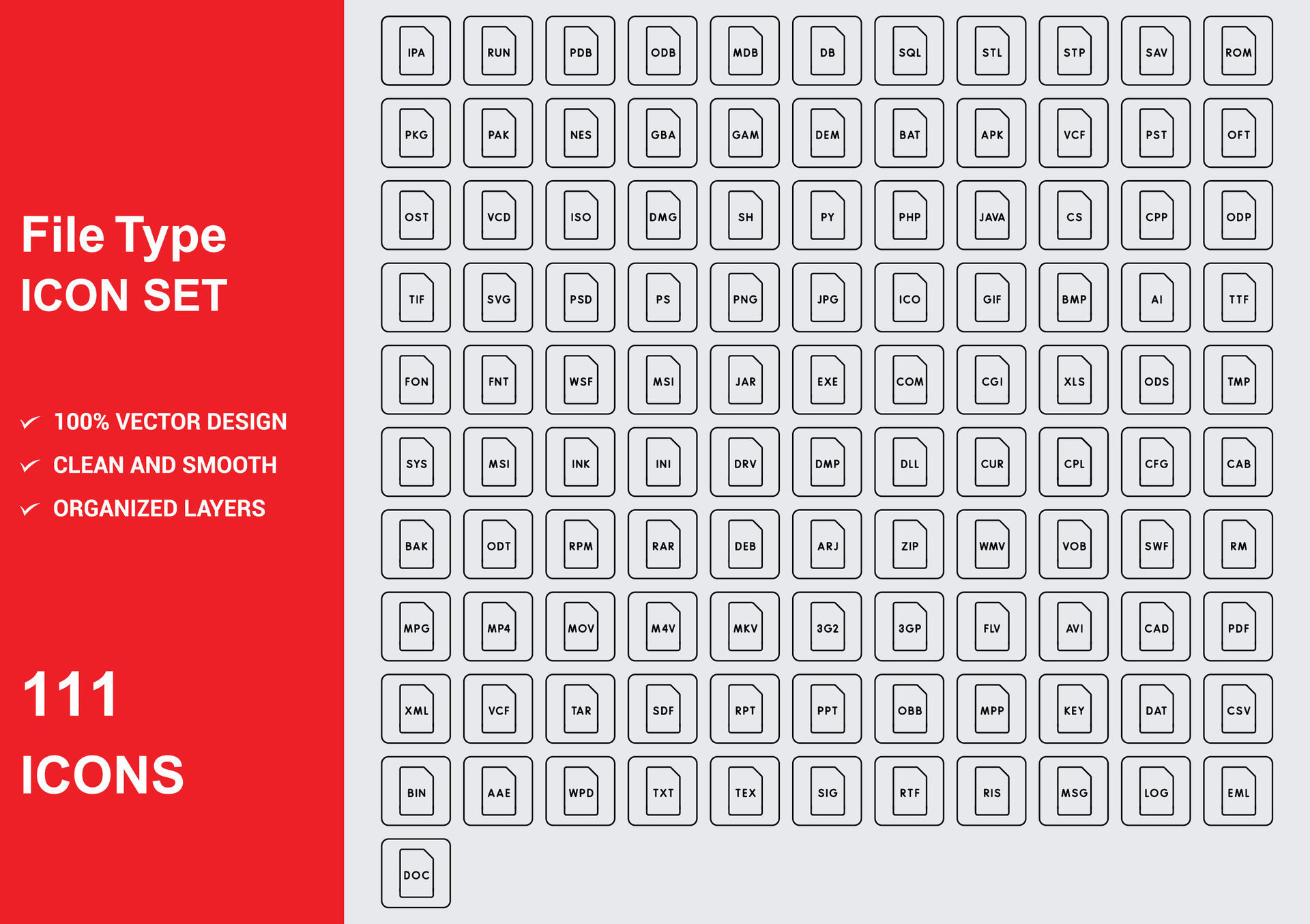 File type icon set 34458374 Vector Art at Vecteezy