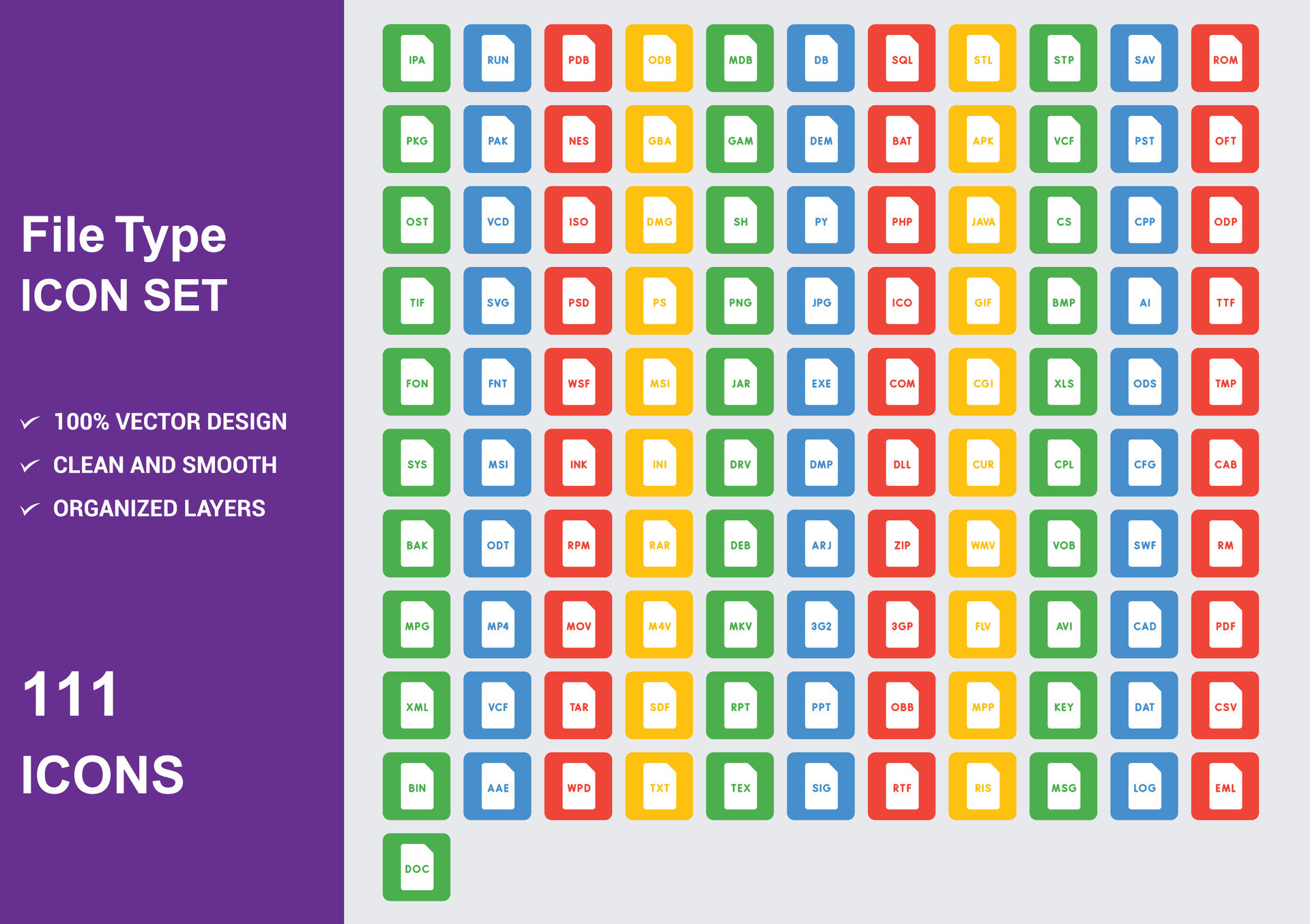 File type icon set 34458381 Vector Art at Vecteezy