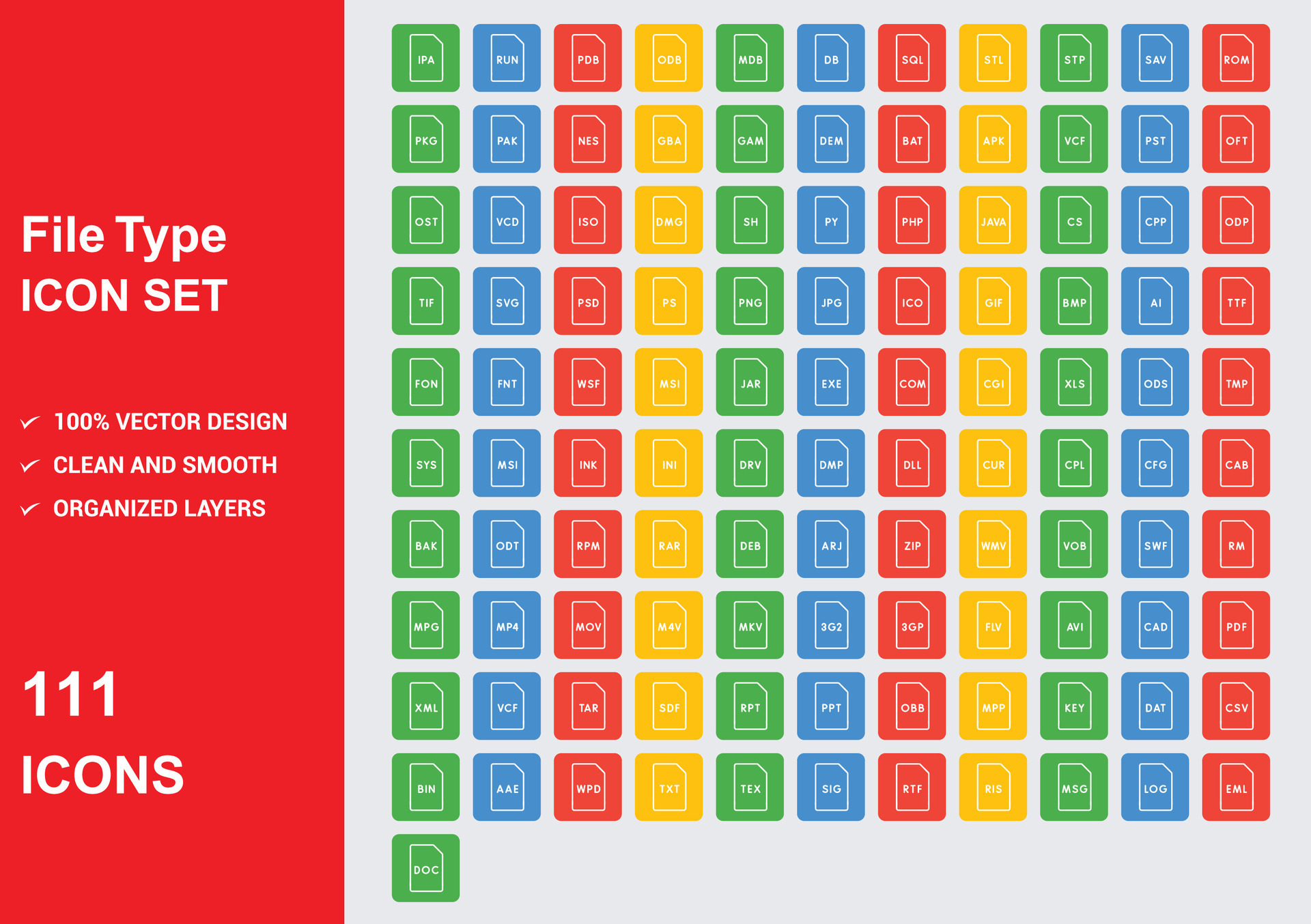 File type icon set 34458392 Vector Art at Vecteezy