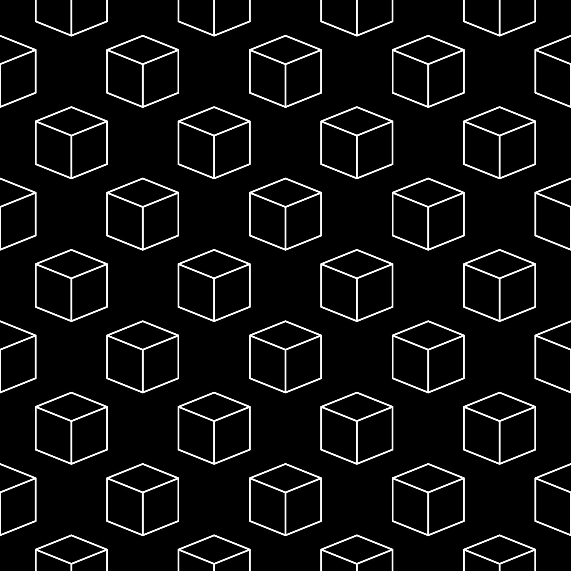 Cube Geometric Shape Thin Line Dark Seamless Pattern Vector Geometry Concept Background