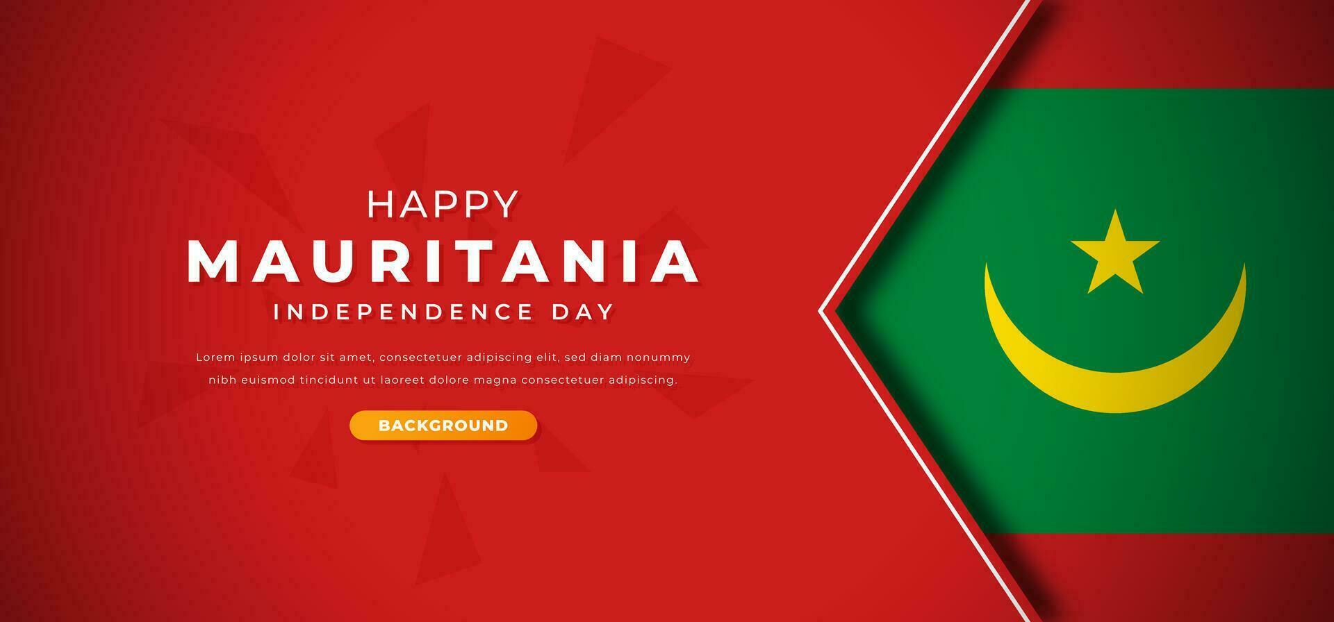 Happy Mauritania Independence Day Design Paper Cut Shapes Background