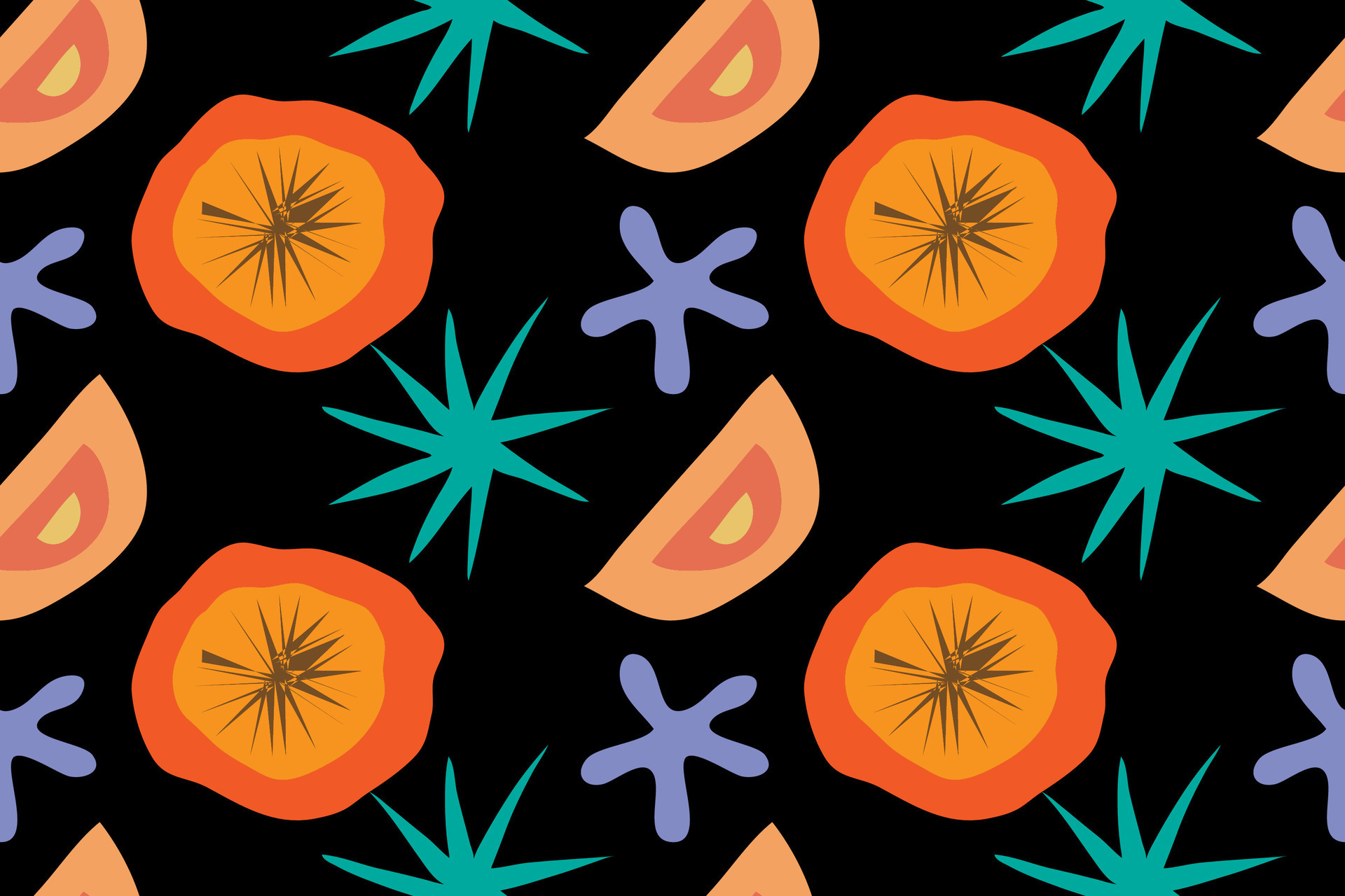 Hand Drawn Abstract Tropical Summer Theme Plants And Flowers Seamless