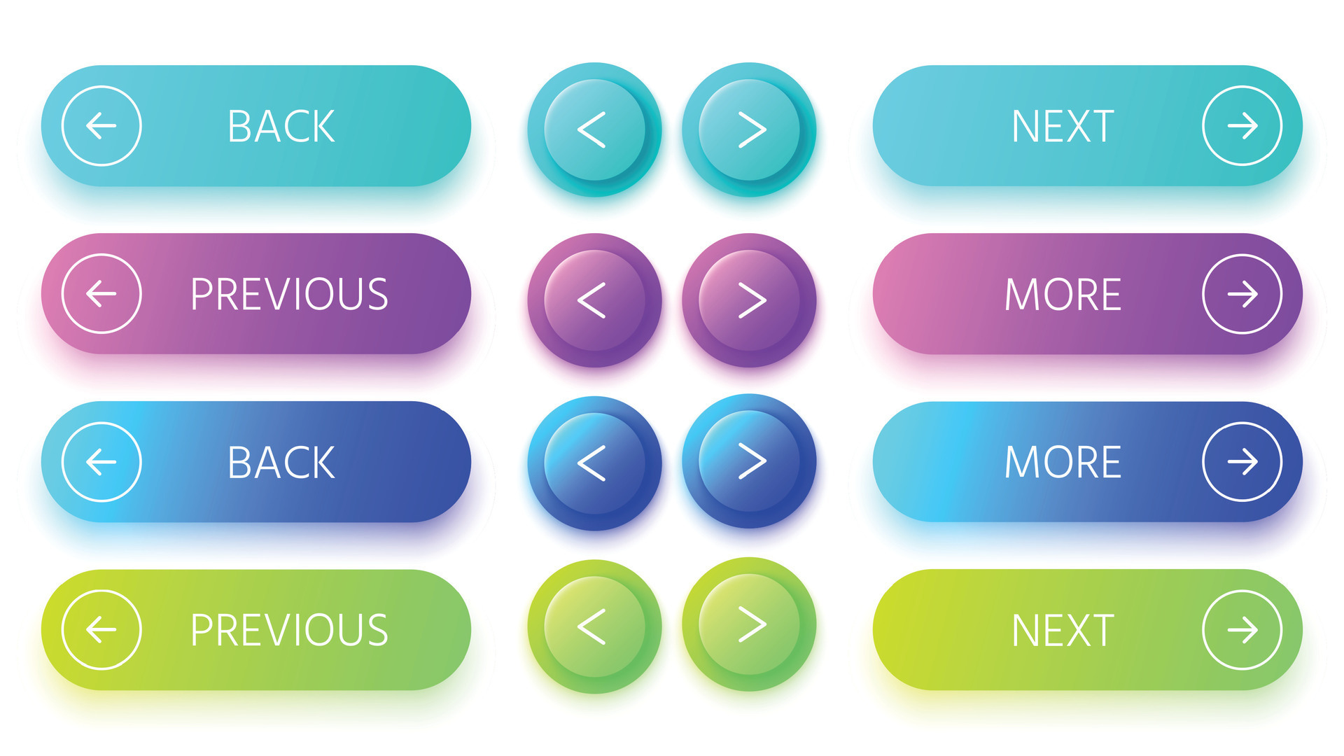 Gradient Buttons Next And Back Button Colorful Prev And More Buttons 0646
