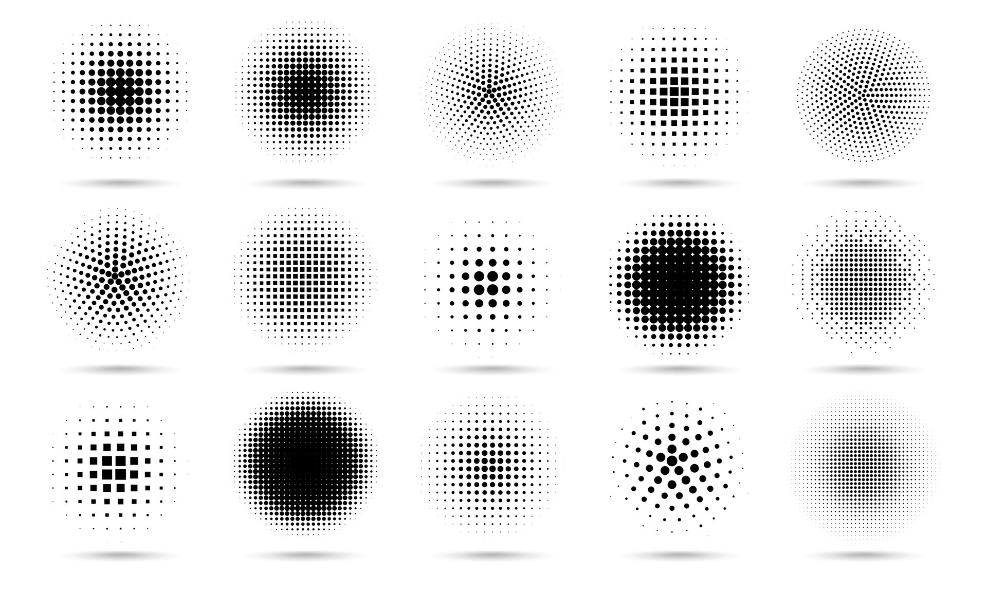 Circle halftone. Abstract dotted circles, round halftones geometric ...