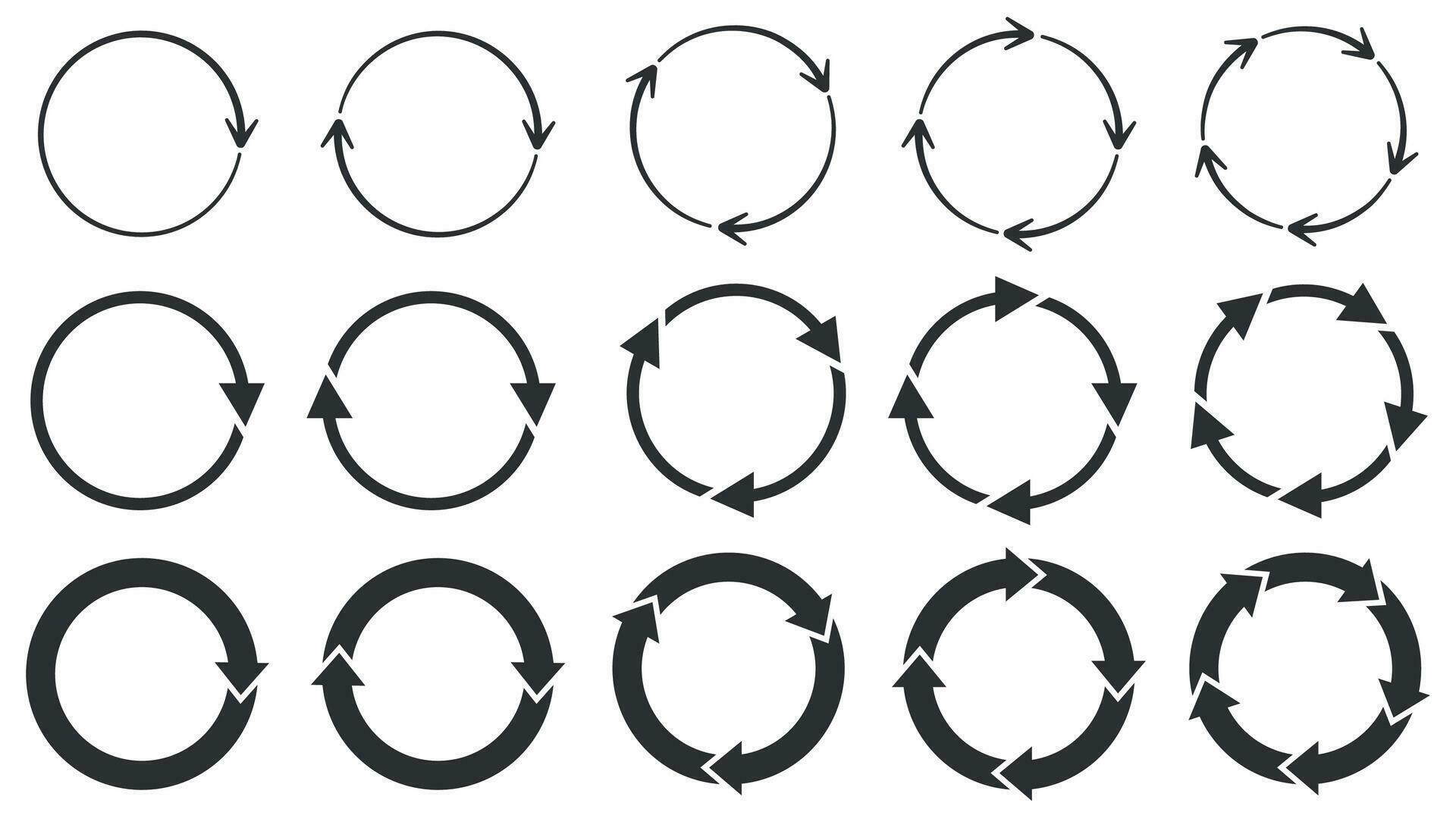 Circle arrows. Round reload or repeat icon, rotate arrow and spinning loading symbol. Circle ...