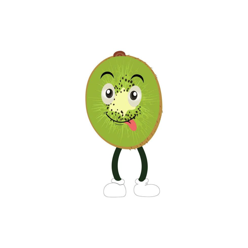 Cute Kiwi Cartoon With Happy Facial Expressions And Different Pose