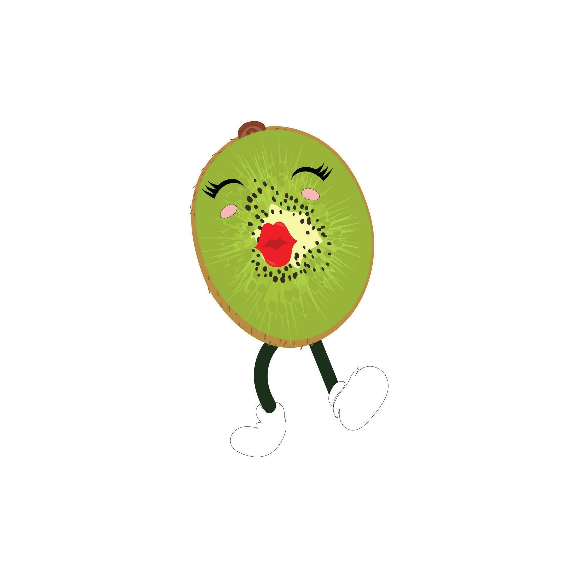 Cute Kiwi Cartoon With Happy Facial Expressions And Different Pose